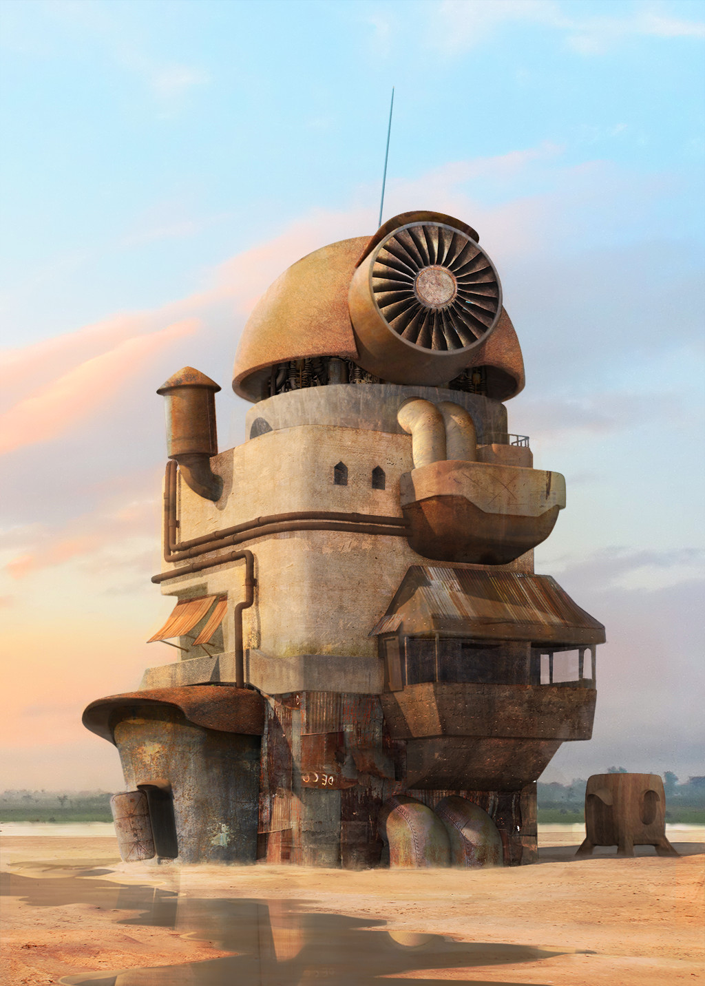 ArtStation - Matte Painting of a rusty building