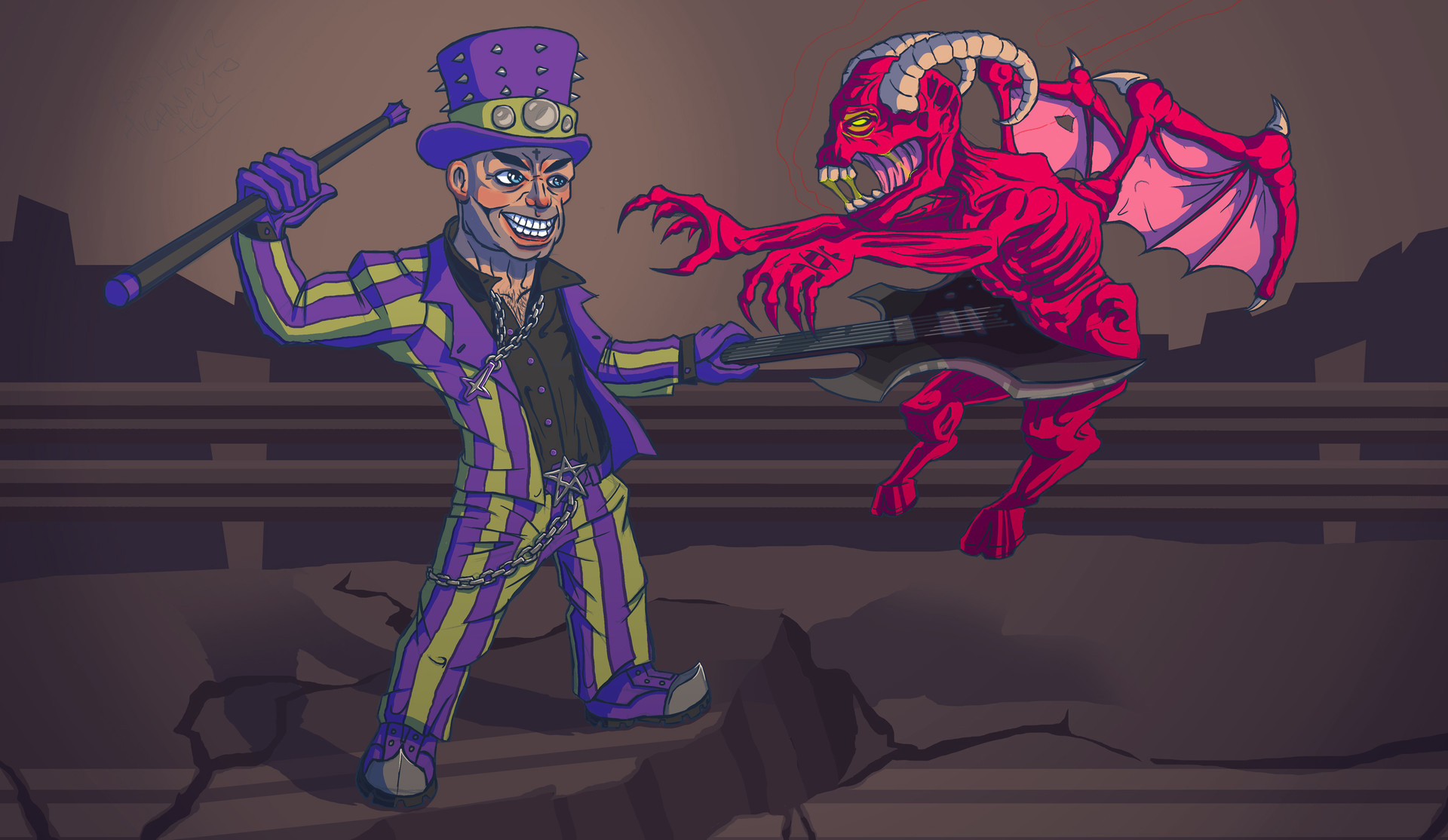 ArtStation - Rockstar fights demon
