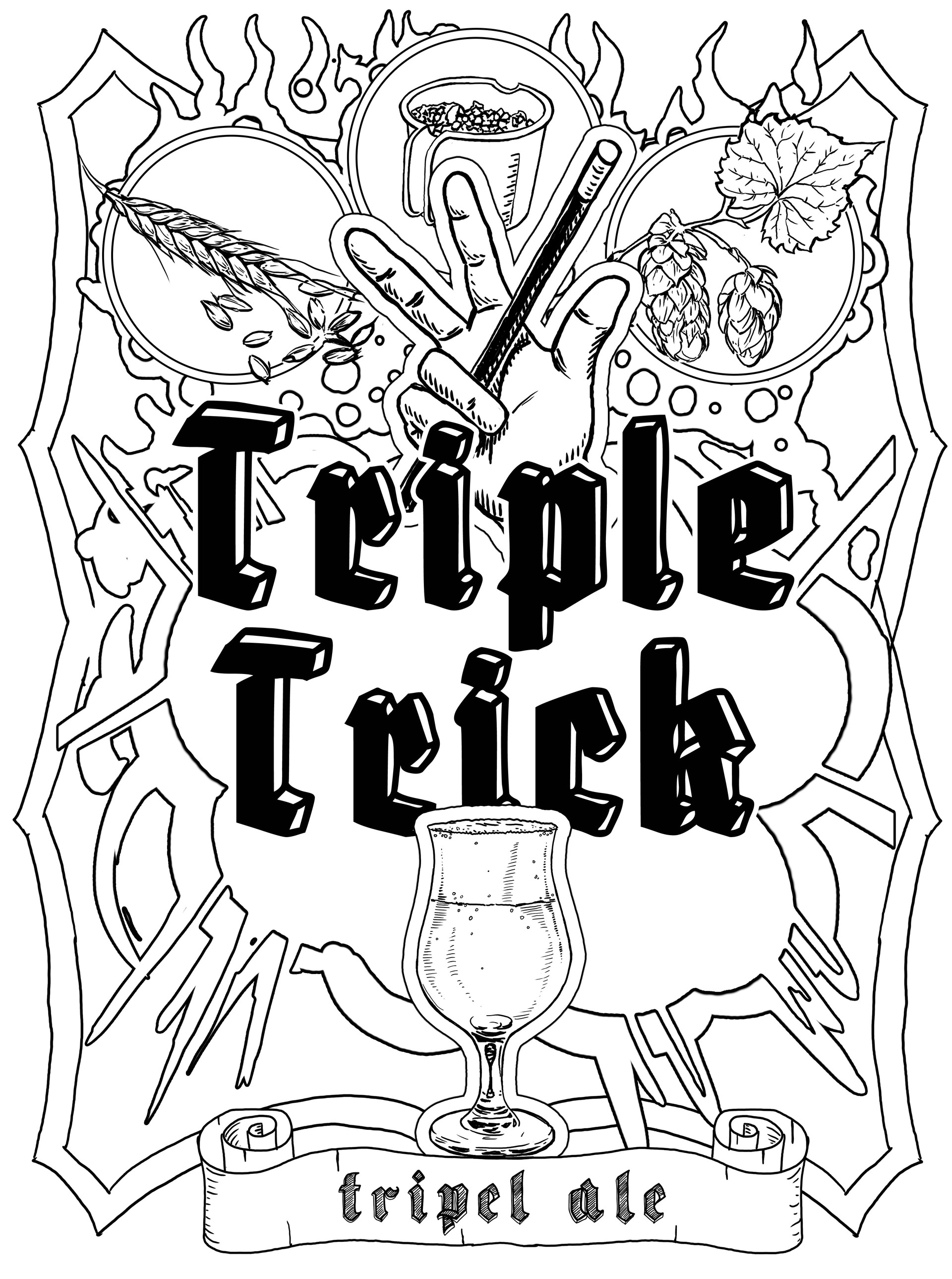Máté Lukács - Triple Trick - Beer label for a friend's award winning beer.