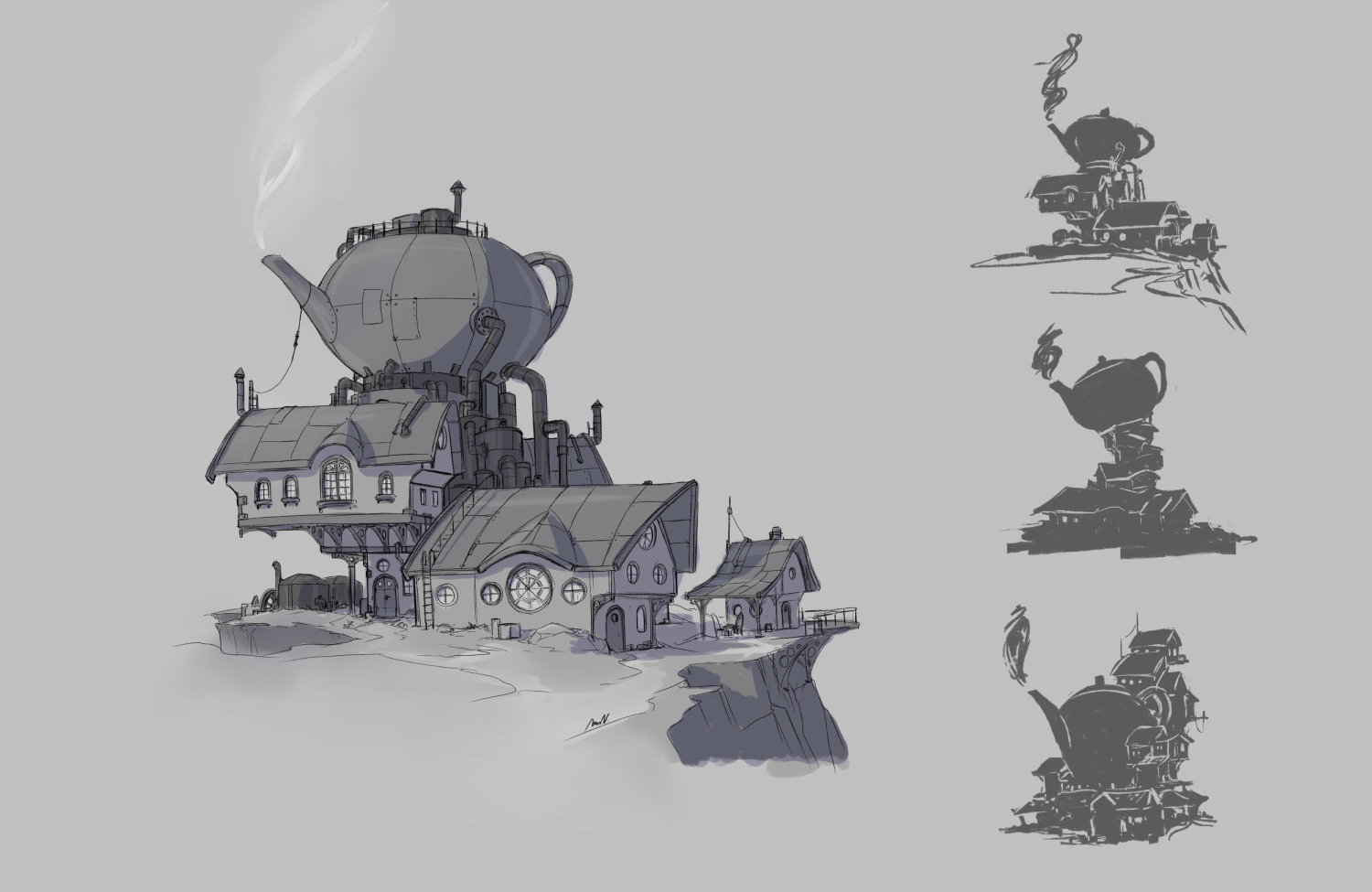 steampunk building drawing