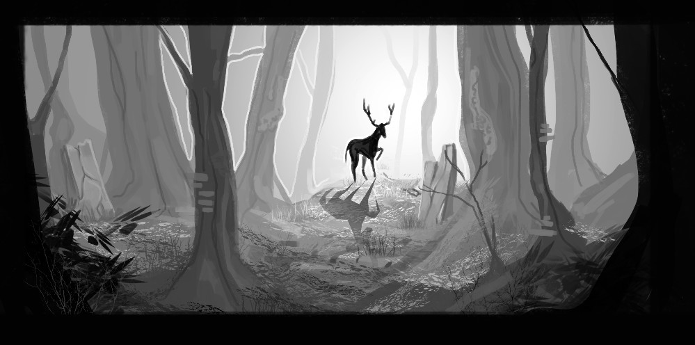 how to draw deer in the woods