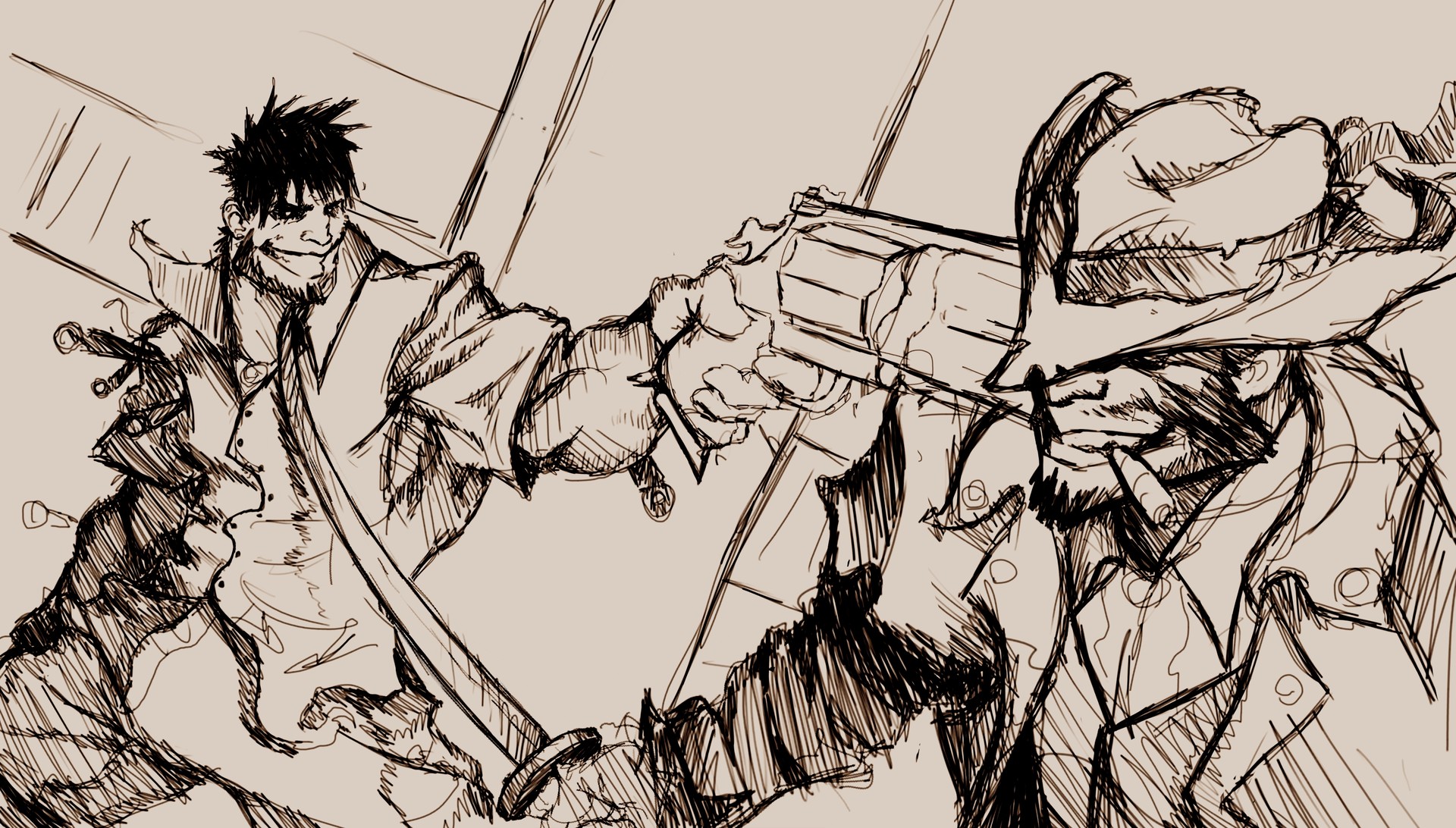 Gun Fighting Drawings