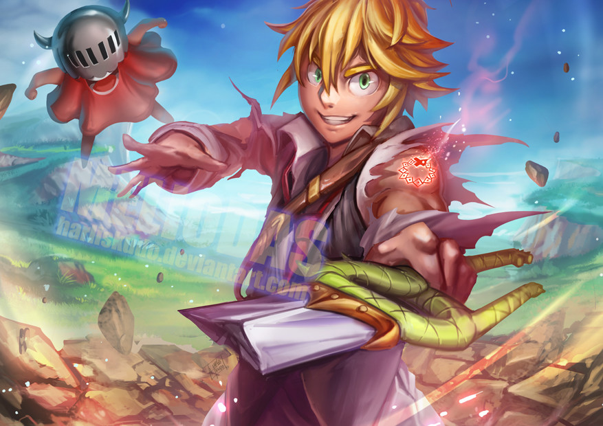 ArtStation - Commision : Meliodas and love helm