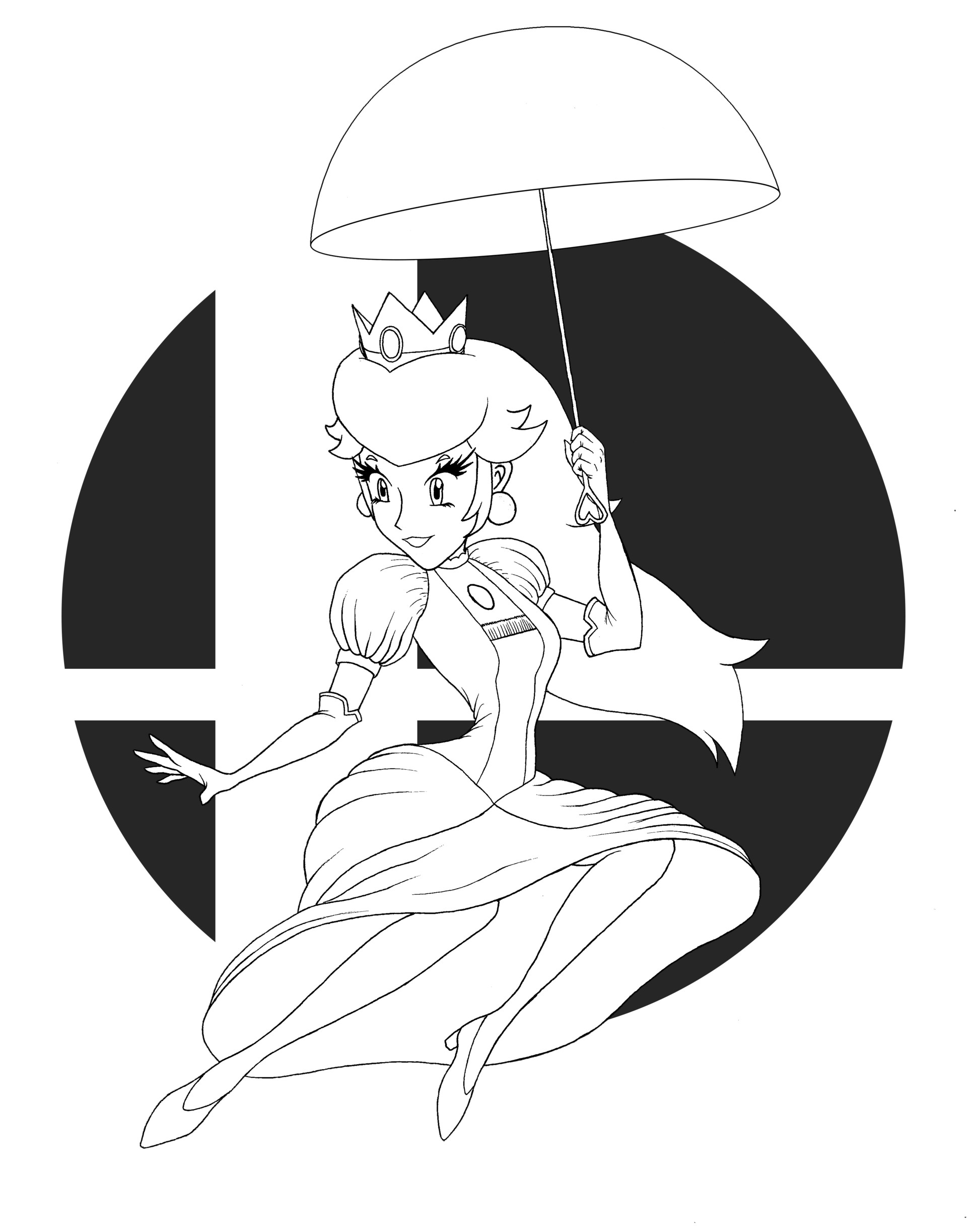 super smash bros princess peach coloring pages