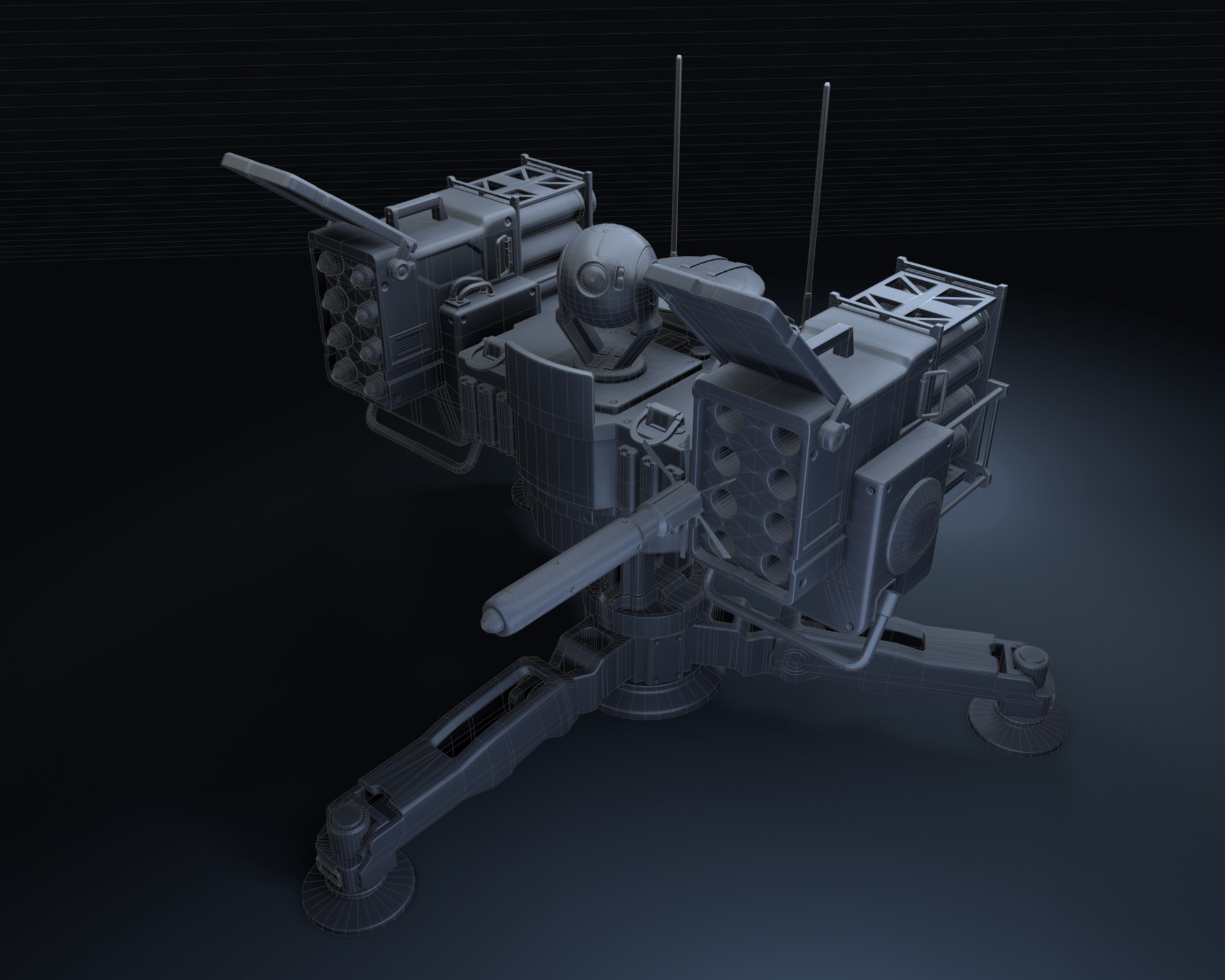 Mesh Magnet - Missile Turret , Game Ready.
