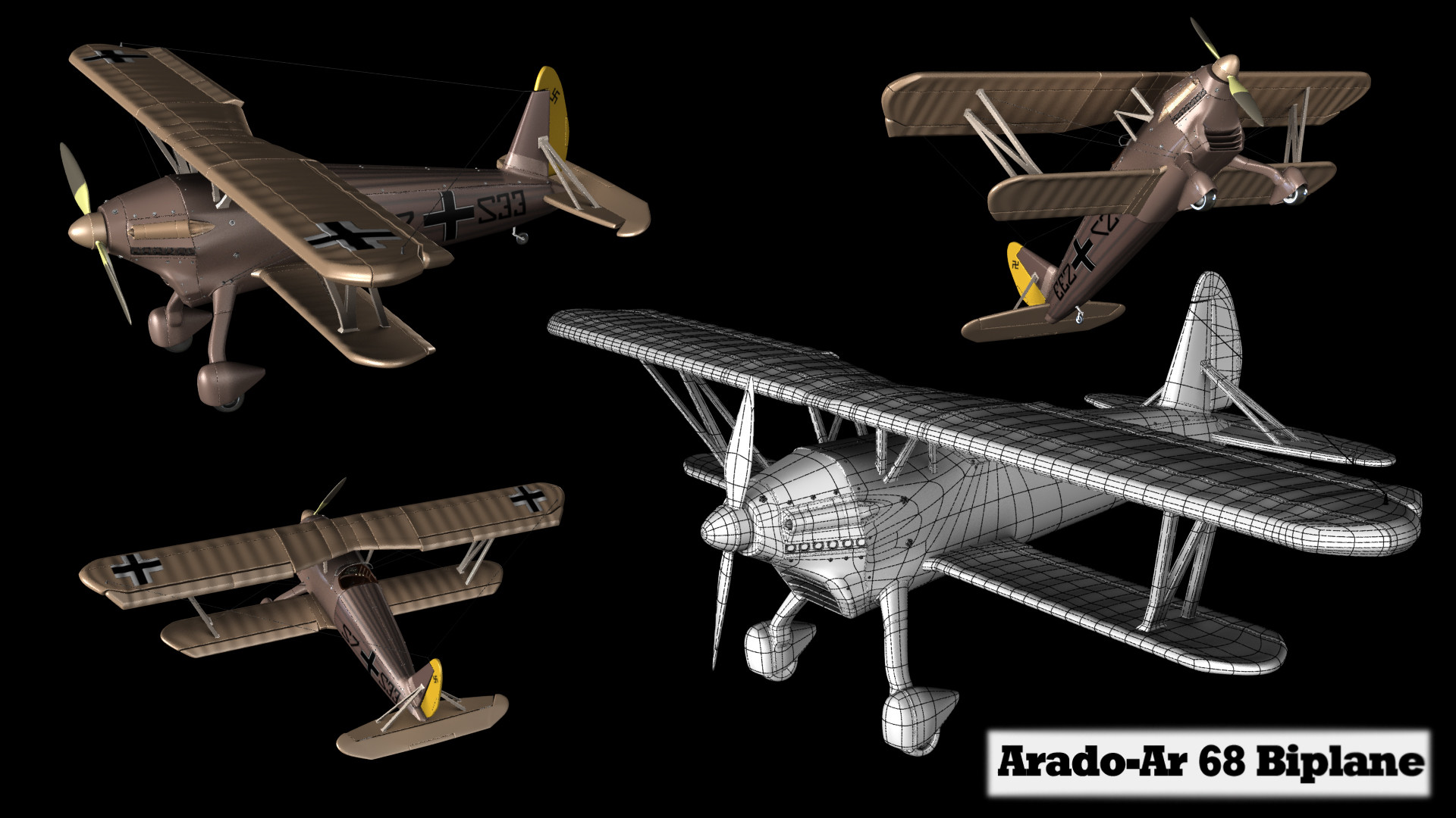 ArtStation - Arado AR-68 Biplane