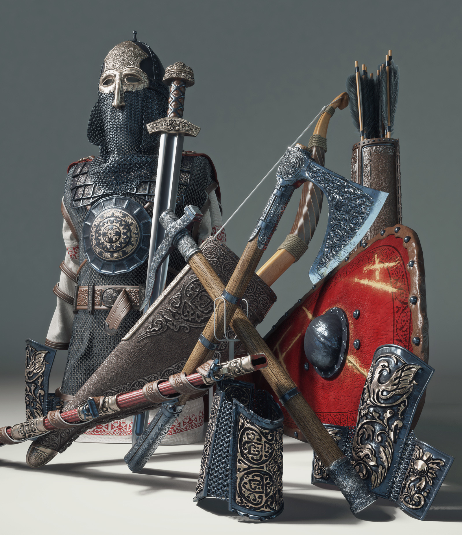 Nick To (dr540) - Weapons and armor of a warrior of the 12th century.