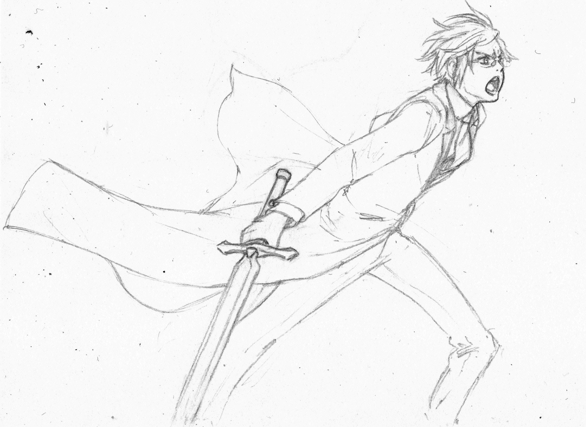 Anime Boy With Sword Drawing