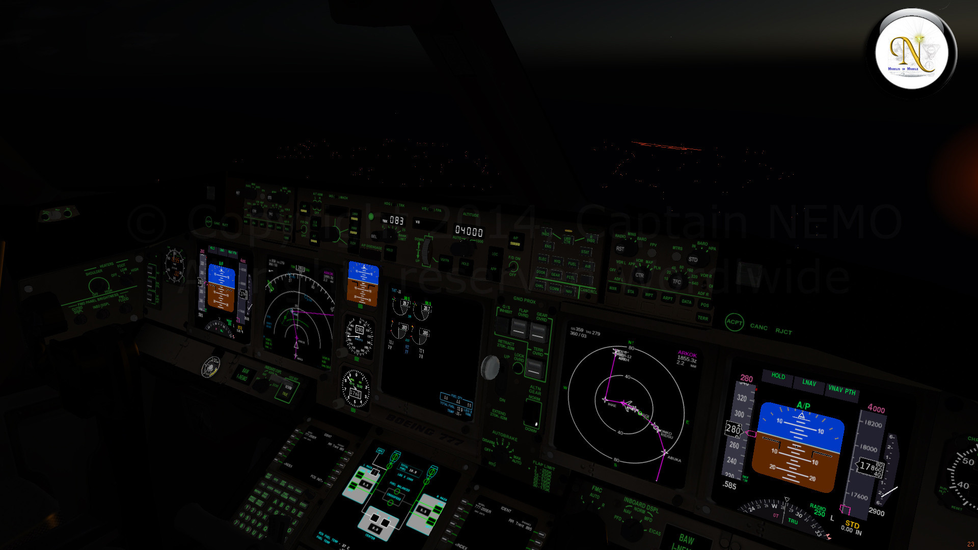 Boeing 777 Cockpit Night