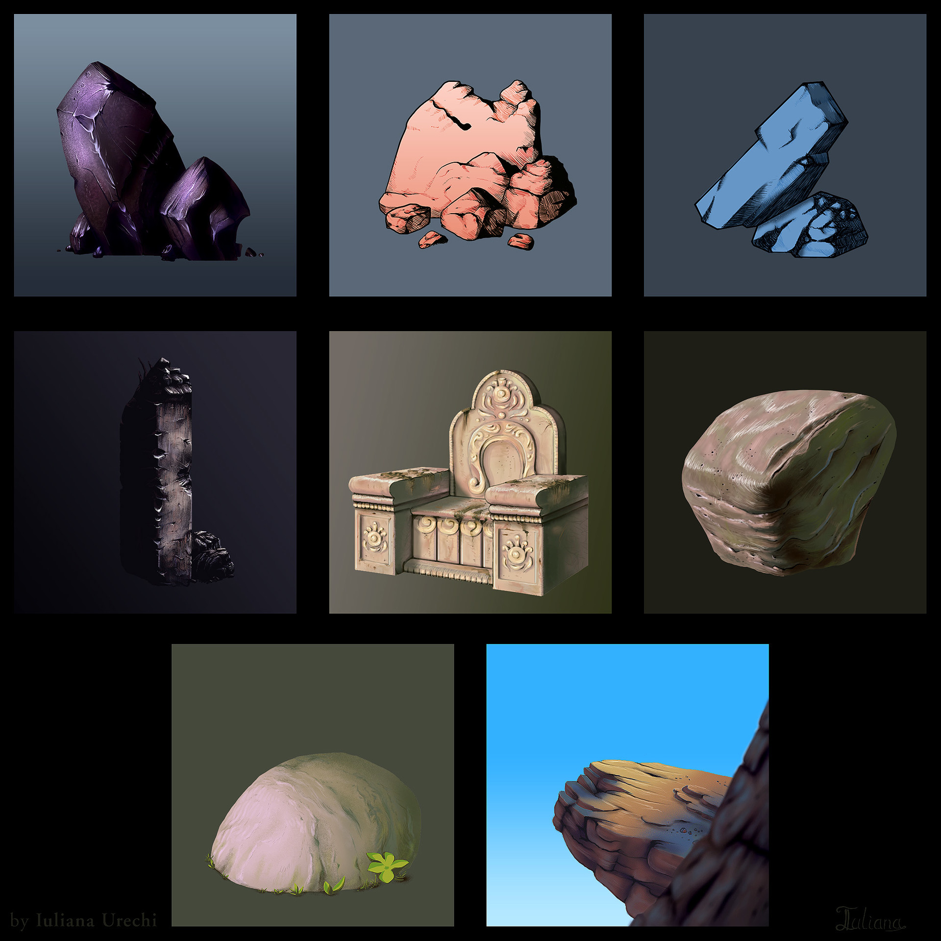 ArtStation - Style Practice - Rocks