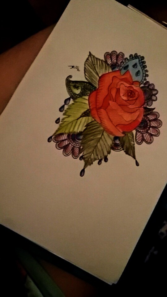 ArtStation - Rose sketch with colour