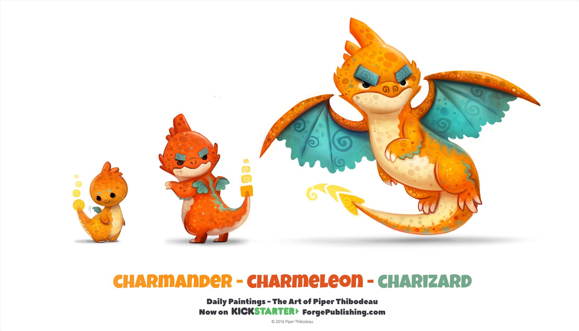 ArtStation - Daily 1318. Charmander/ Charmeleon/ Charizard