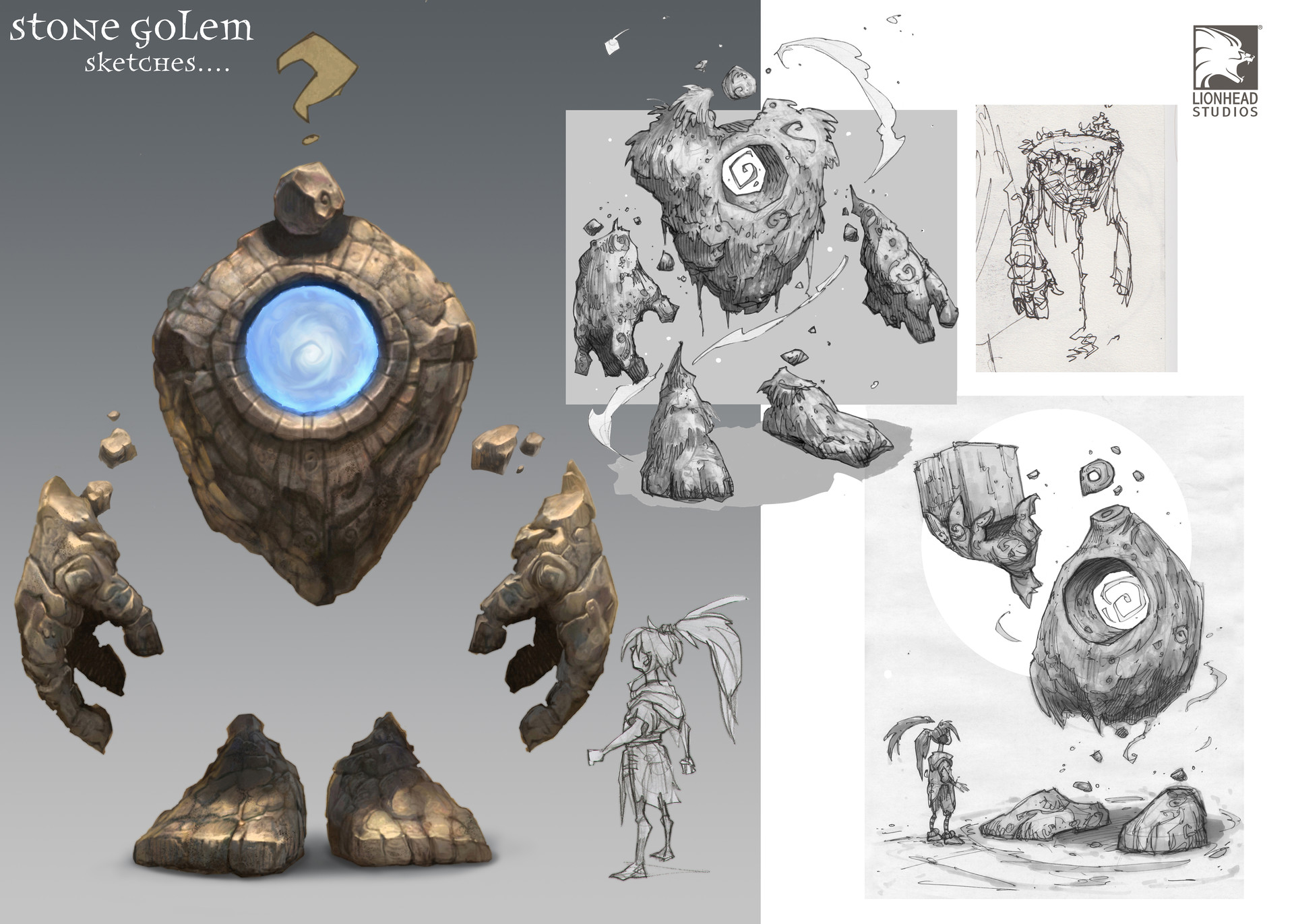 ArtStation - Stone Golem Sketches......