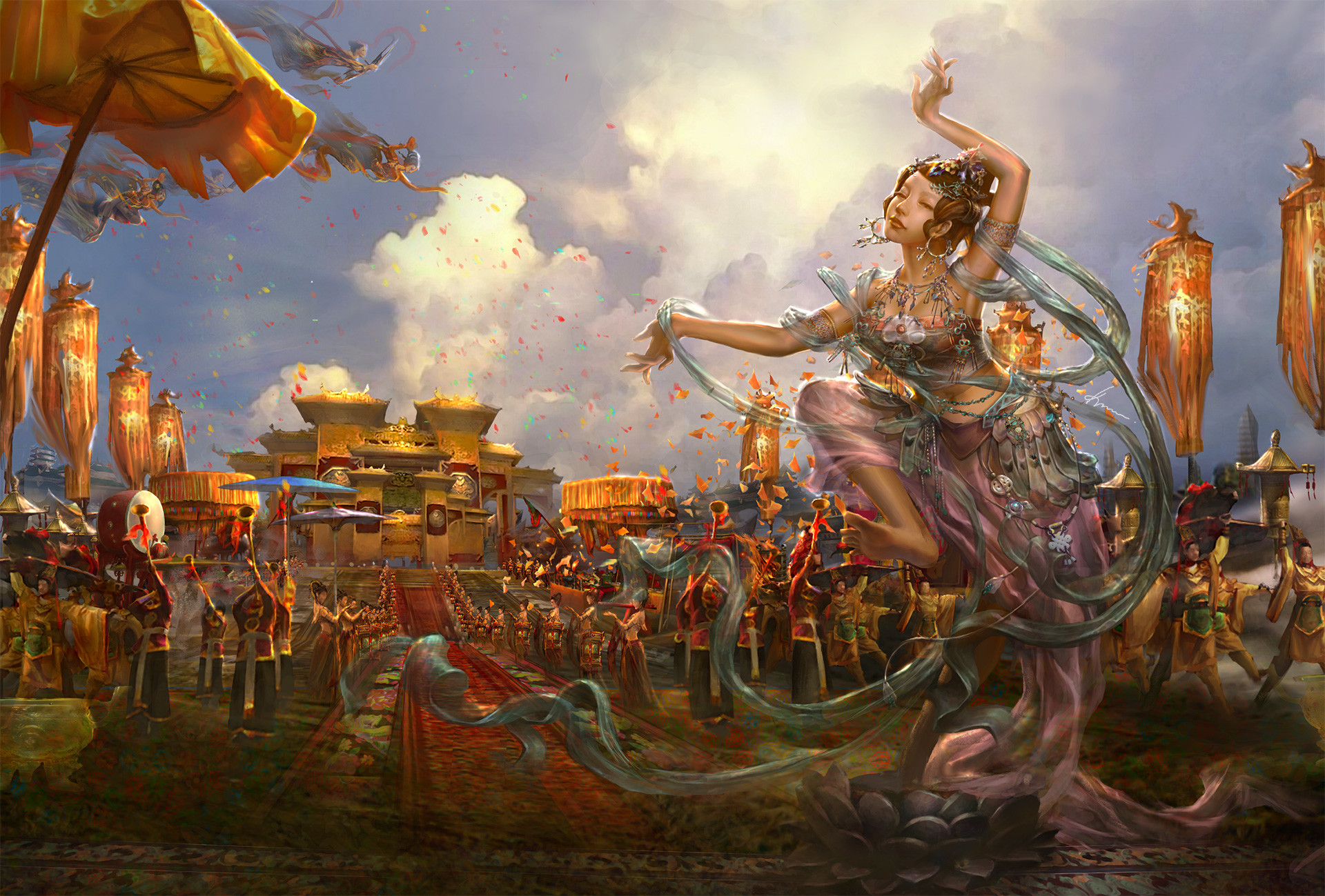 ArtStation - Dancing flying Apsaras