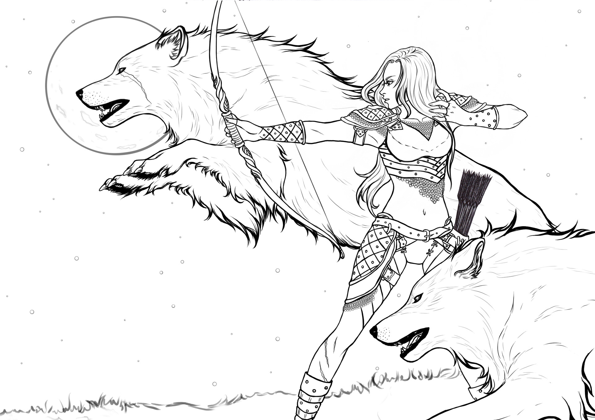 coloring pages wolf girl