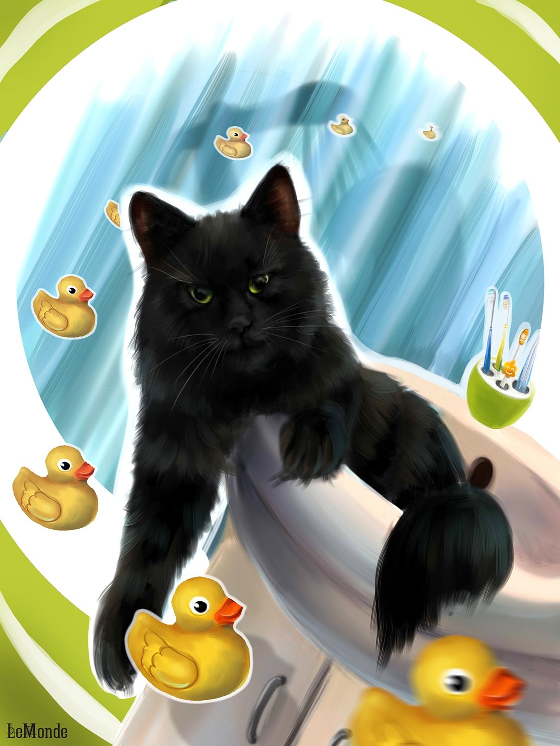 ArtStation - Shower with a cat