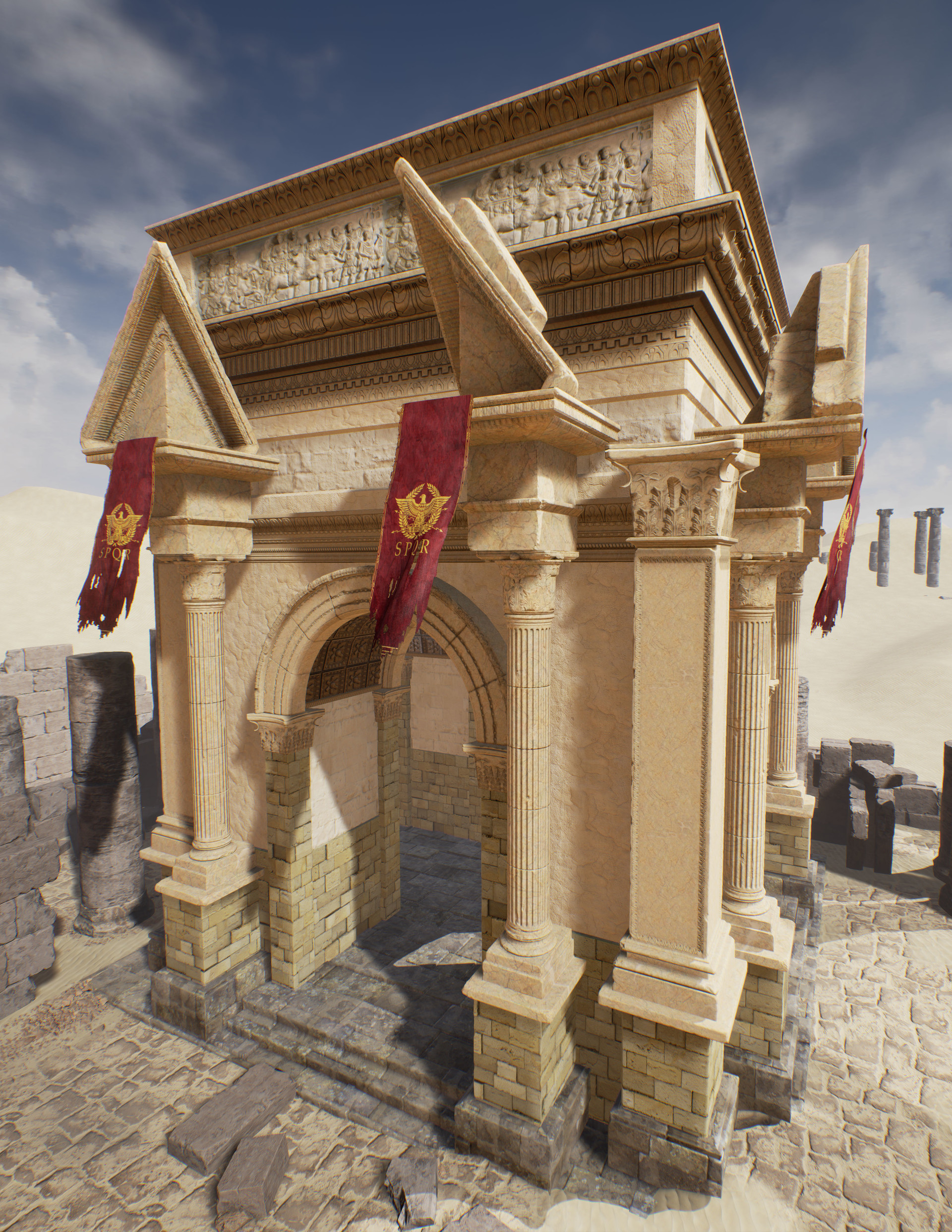 ArtStation - personal wip leptis magna roman arch