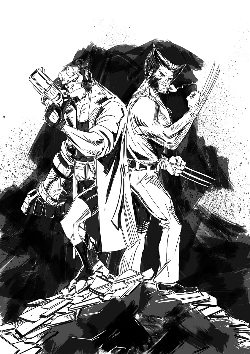 ArtStation - Hellboy Wolverine