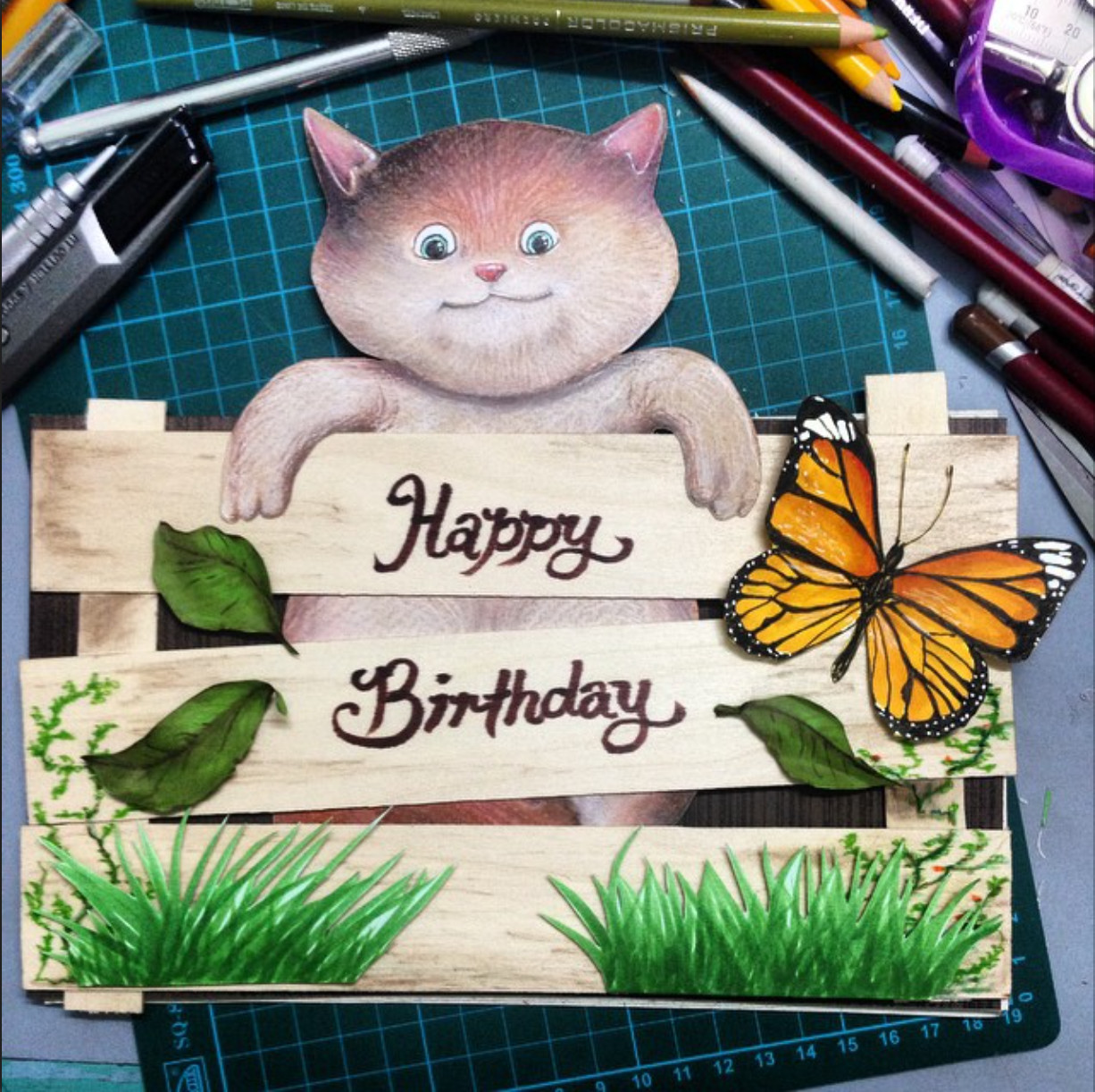 ArtStation - Fat cat birthday card