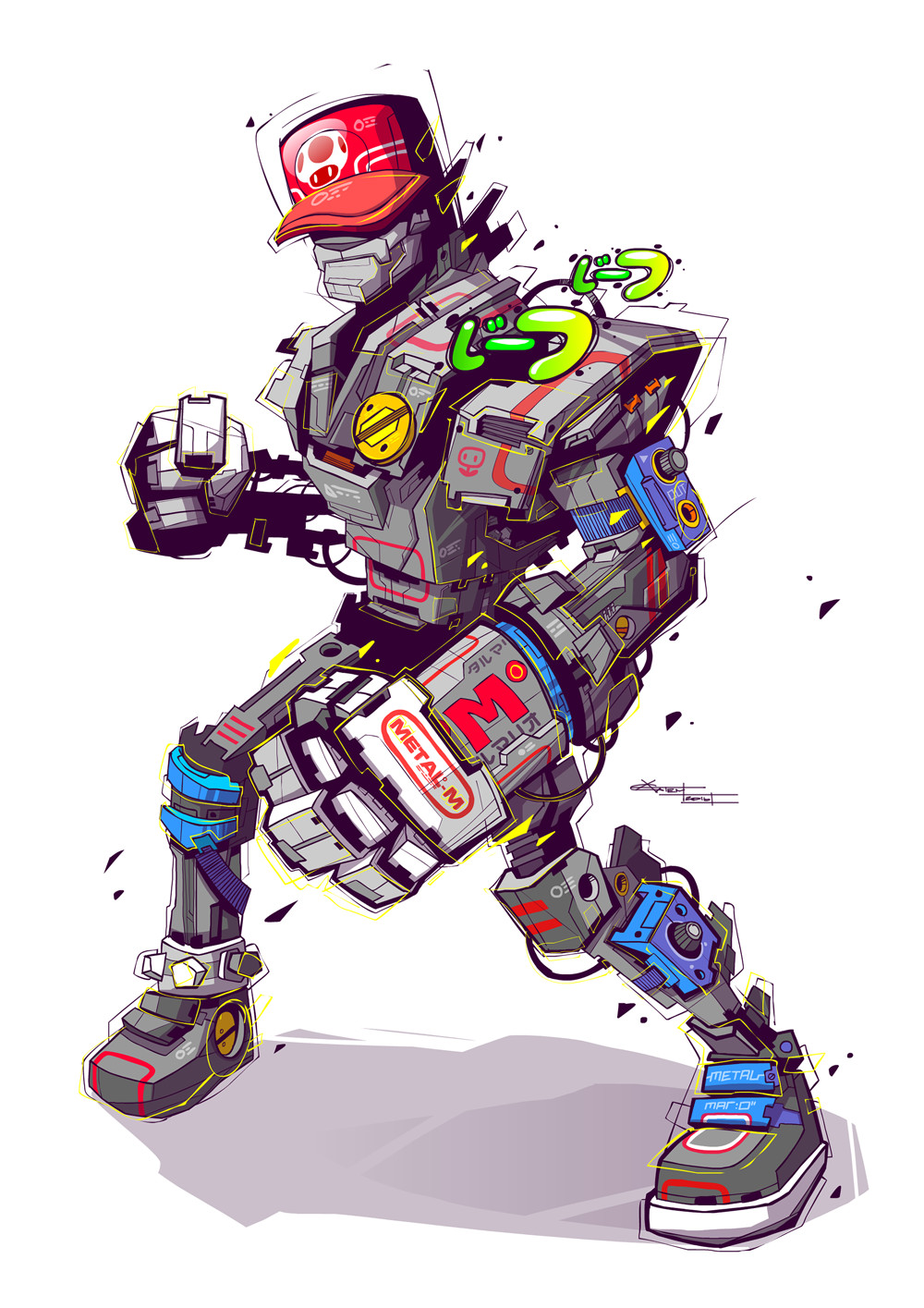 how to draw metal mario