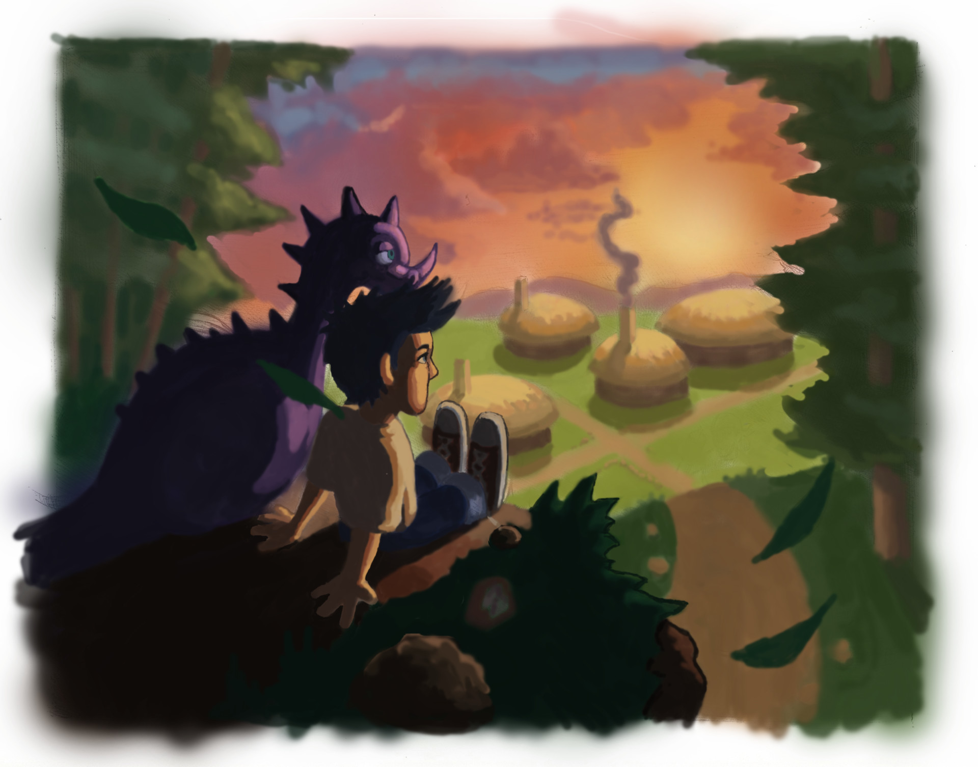 ArtStation - Boy and Dragon Painting