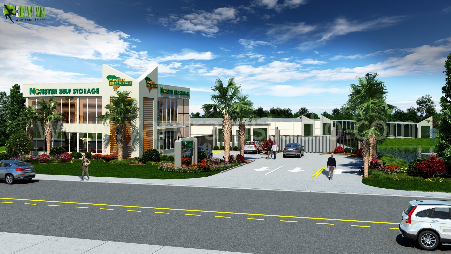 ArtStation - 3D Monster Self Storage Architectural Exterior Design - Dubai