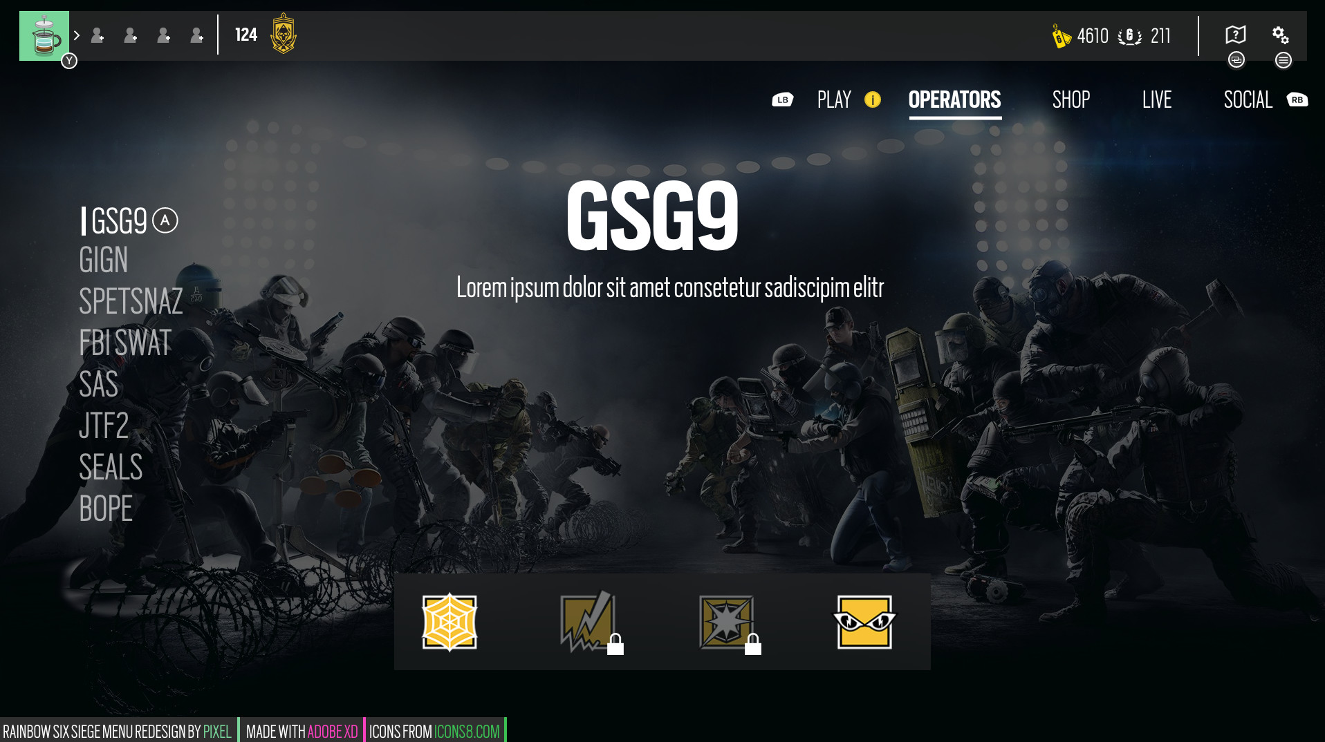 Ryan Dalton - Rainbow Six Siege UI Concept