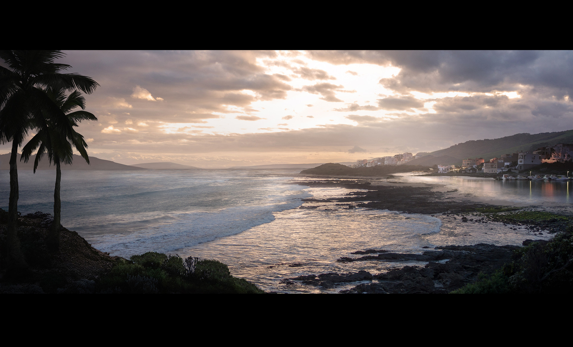 ArtStation - sunset beach - Matte Painting