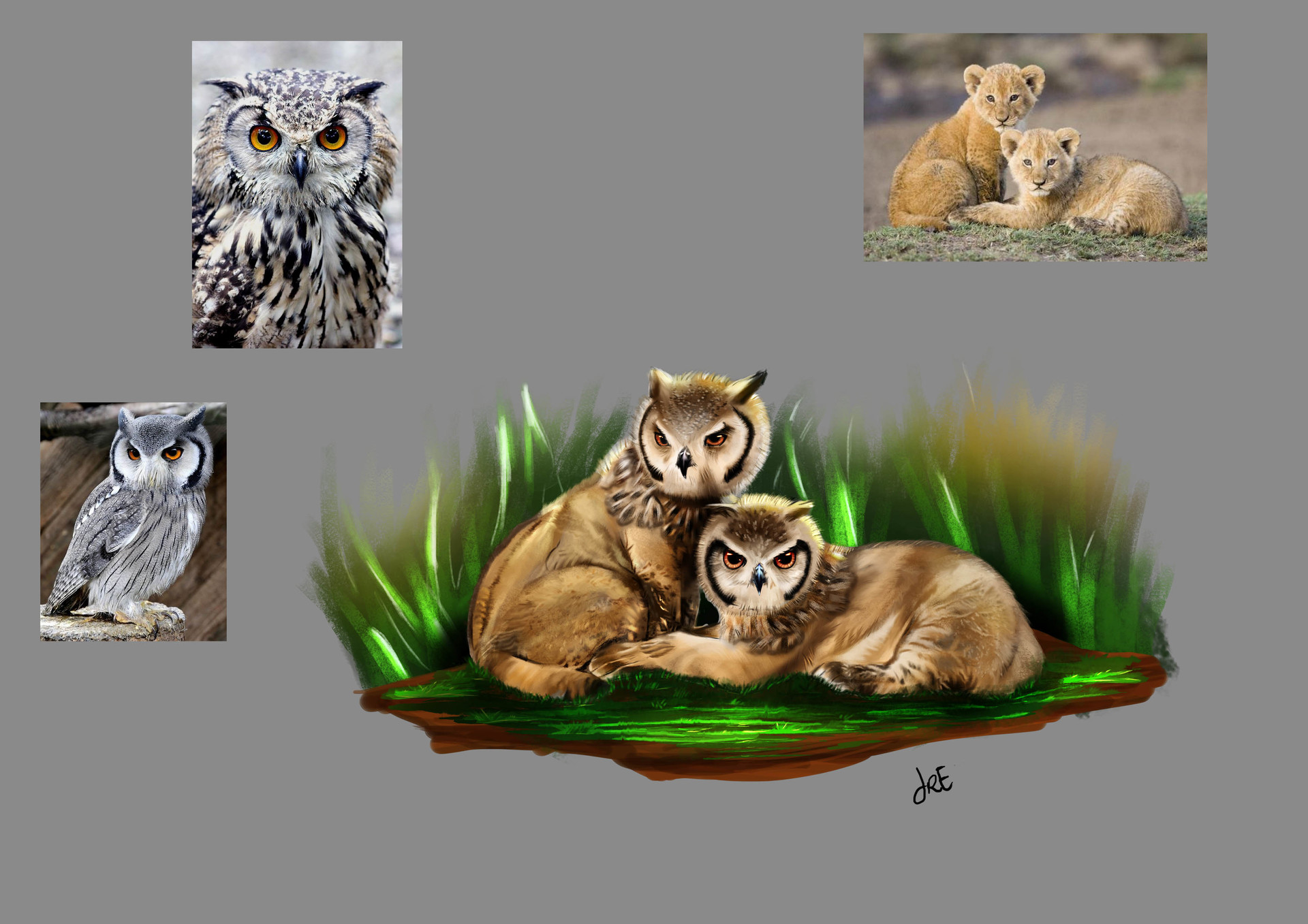 ArtStation - owl + lion