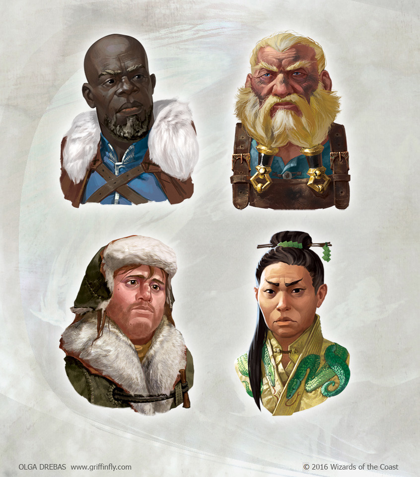 Olga Drebas - D&D Storm King's Thunder - 8 NPC portraits