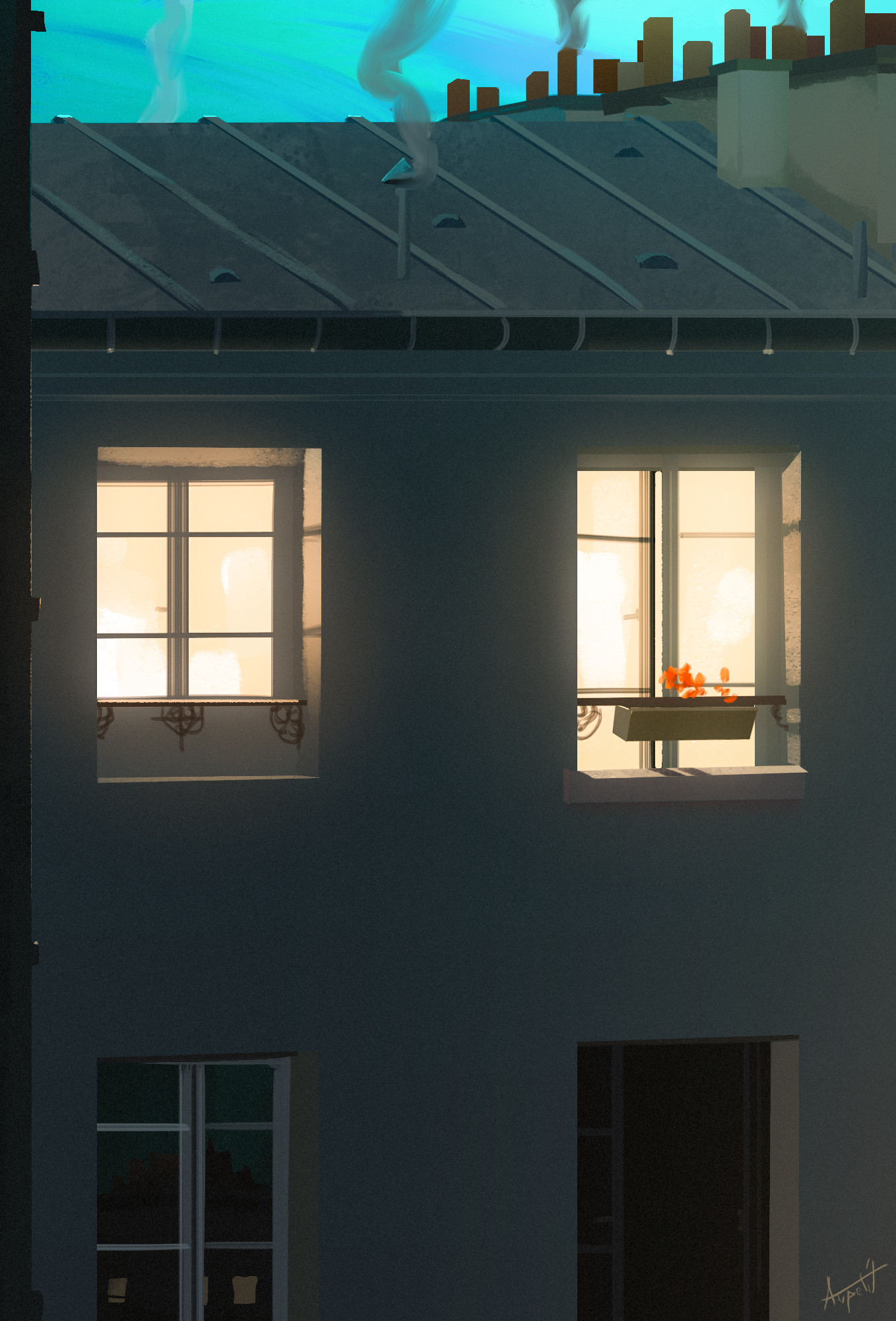 ArtStation - Study looking out of my window