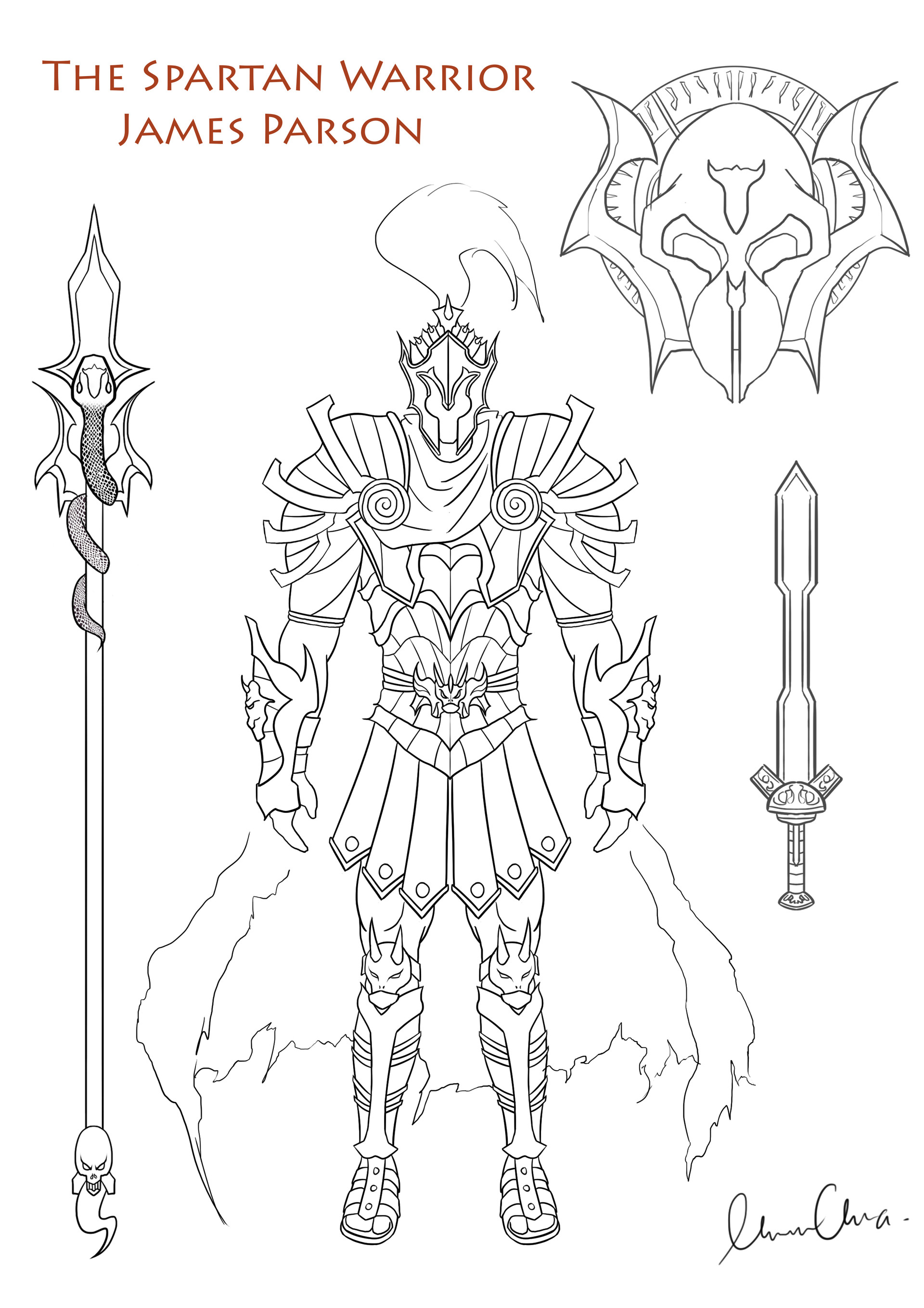 spartan soldier coloring page