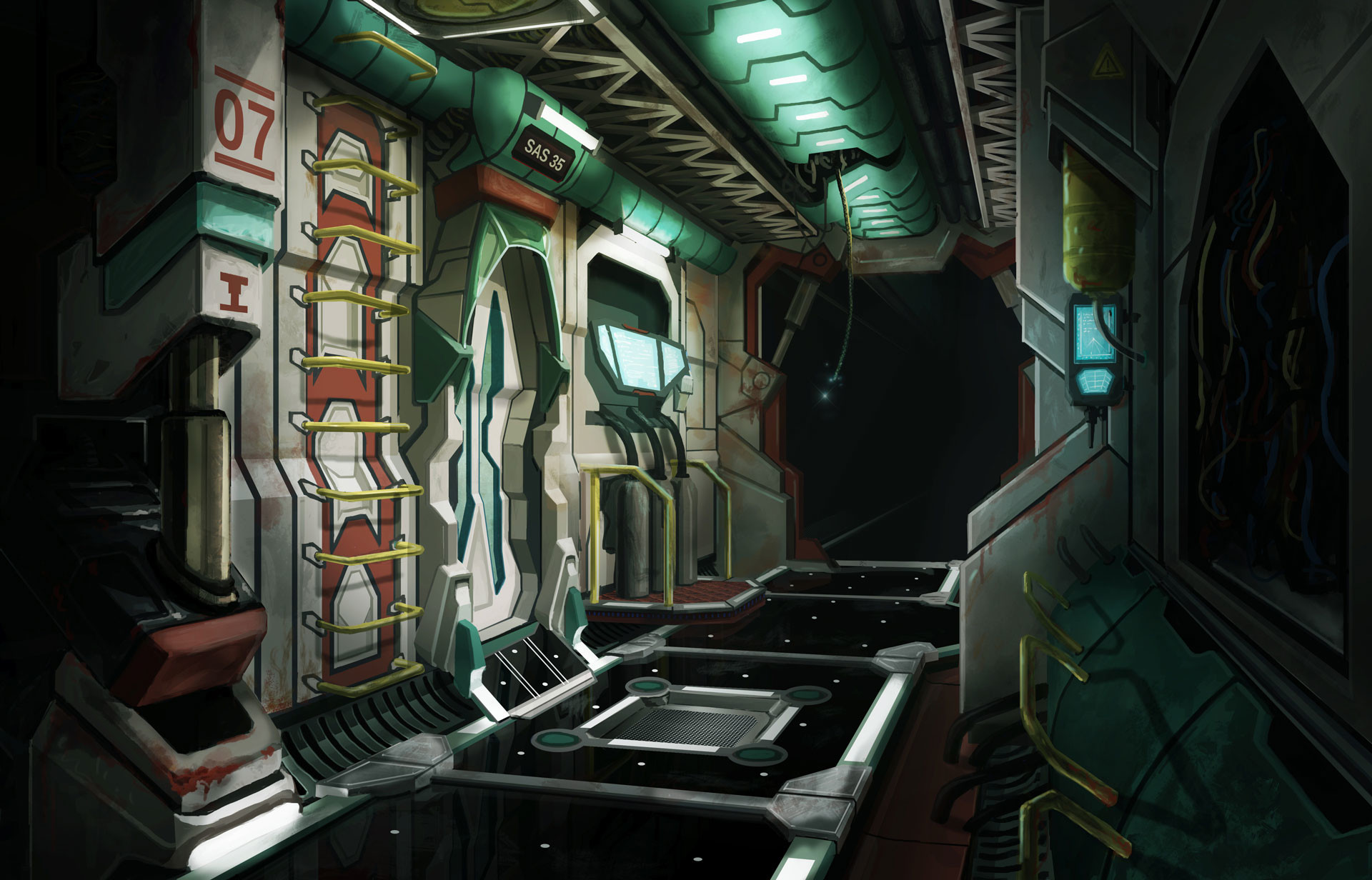 ArtStation - space ship corridor art concept, dorian collet