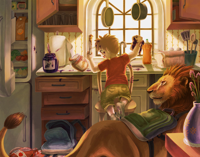 ArtStation - Boy and his Lion, in the kitchen