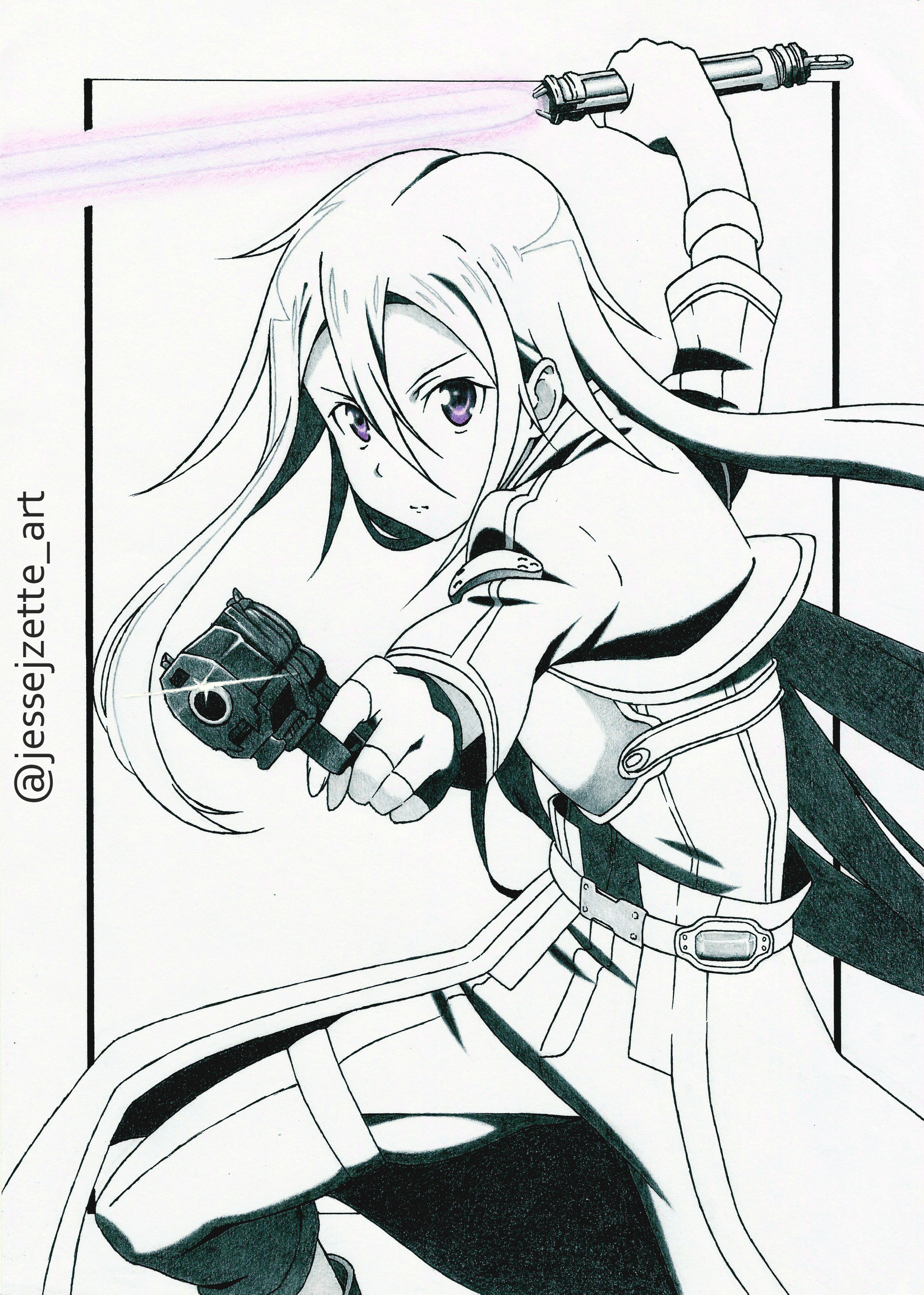 how to draw kirito gun gale online