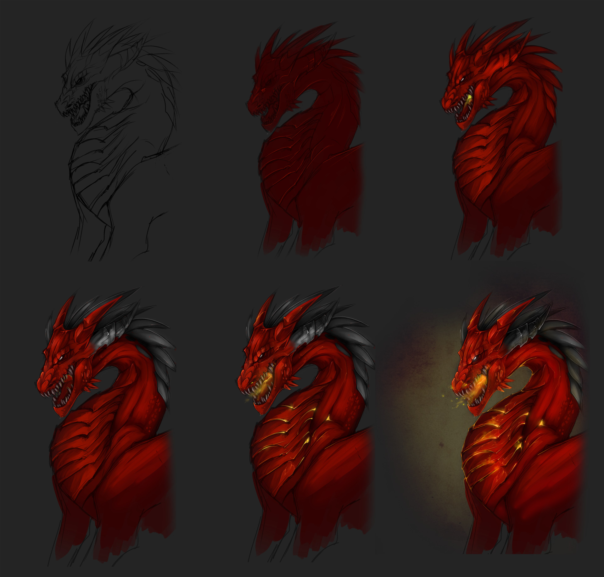 ArtStation - Red Dragon Card (Progress)