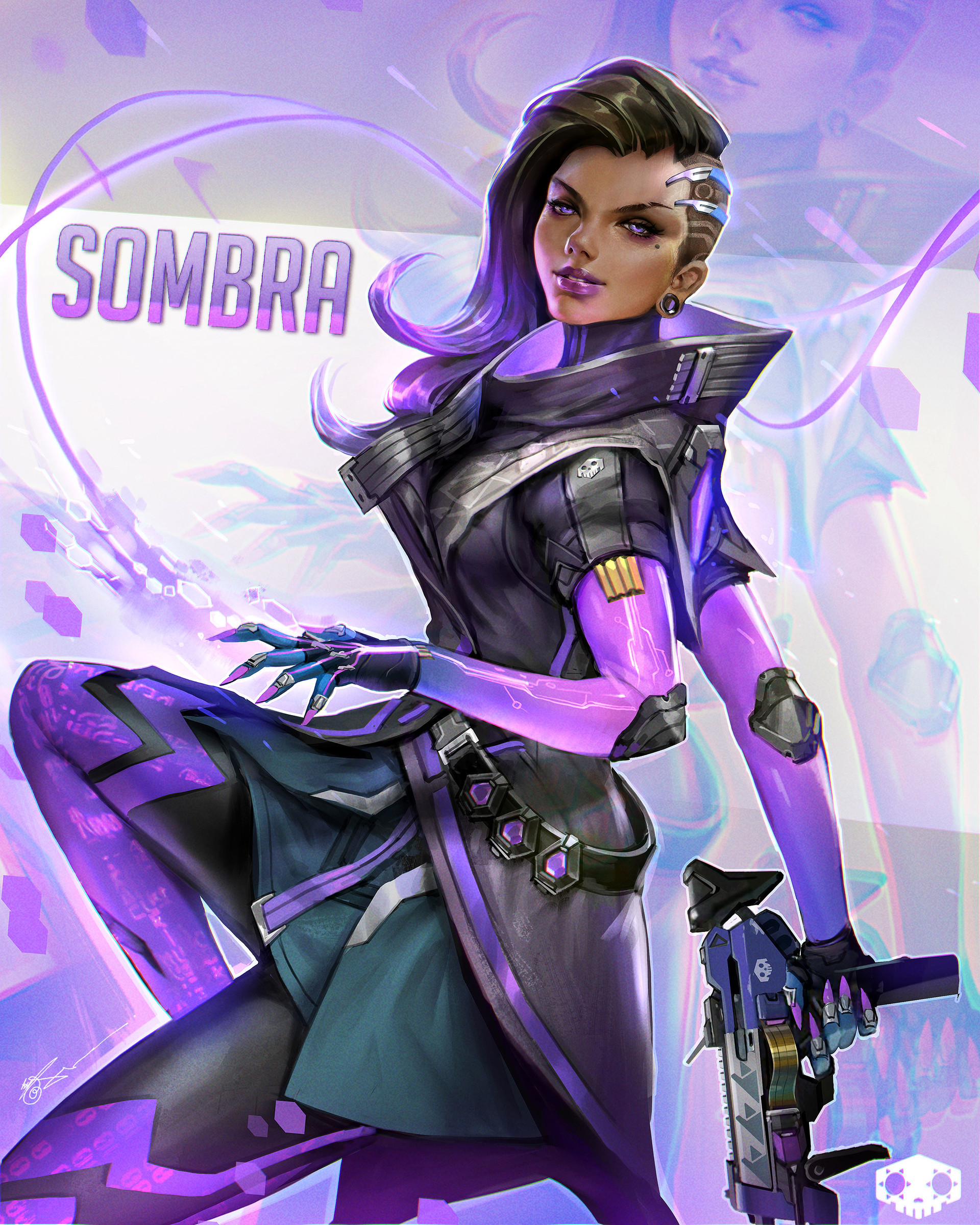 how to draw sombra from overwatch