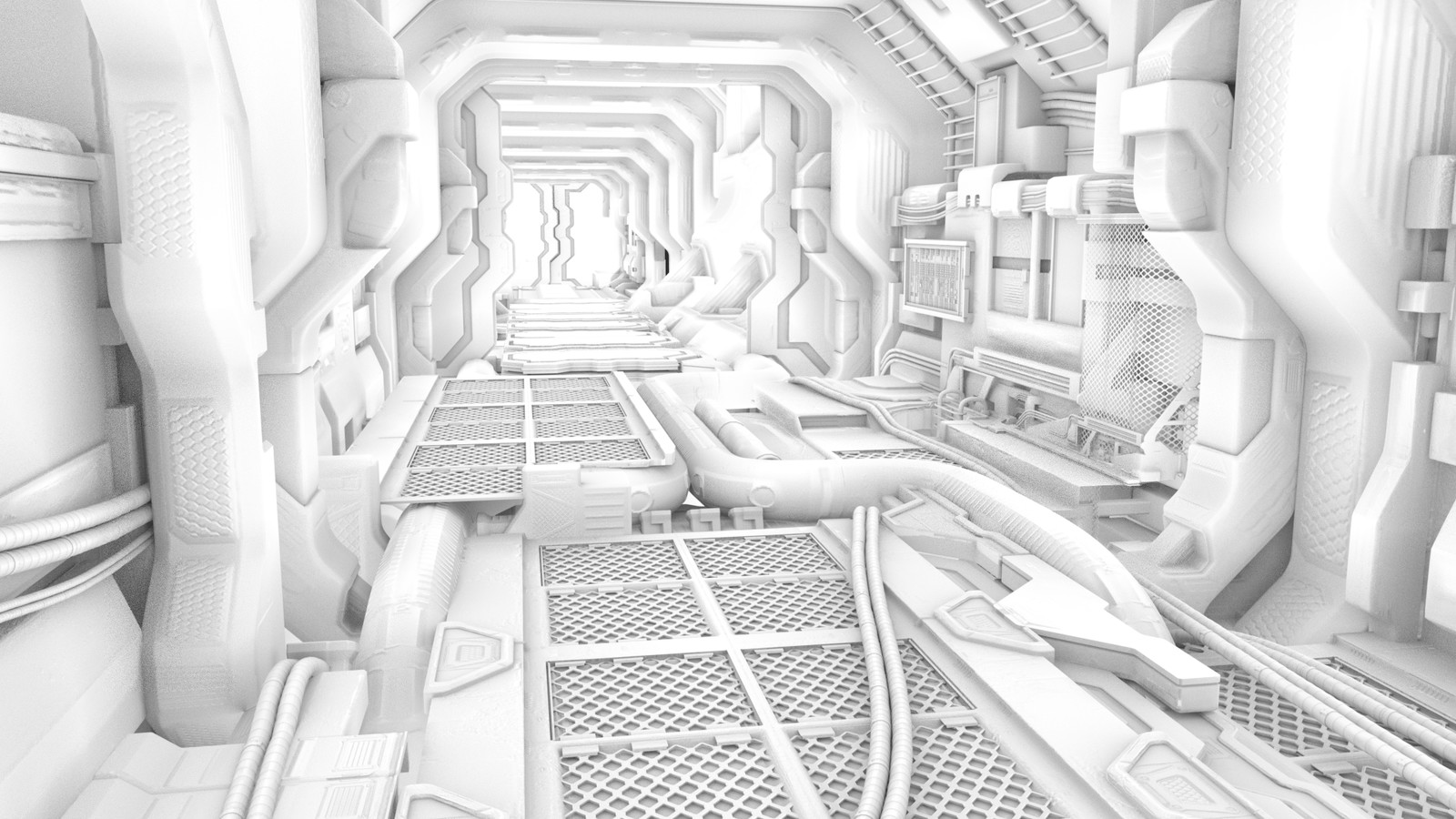 L W - The Moon Base sci-fi corridor