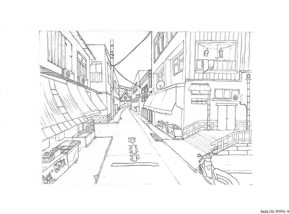city background drawing reference