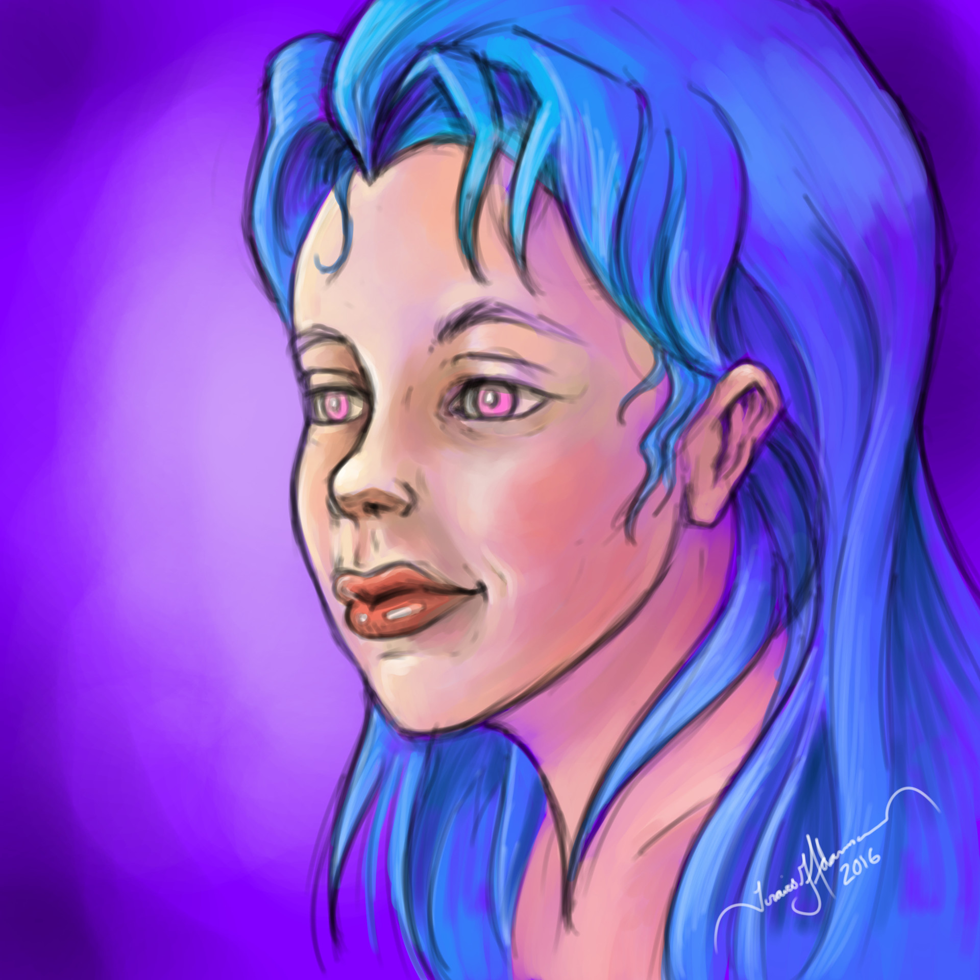 ArtStation - Woman with Blue Hair