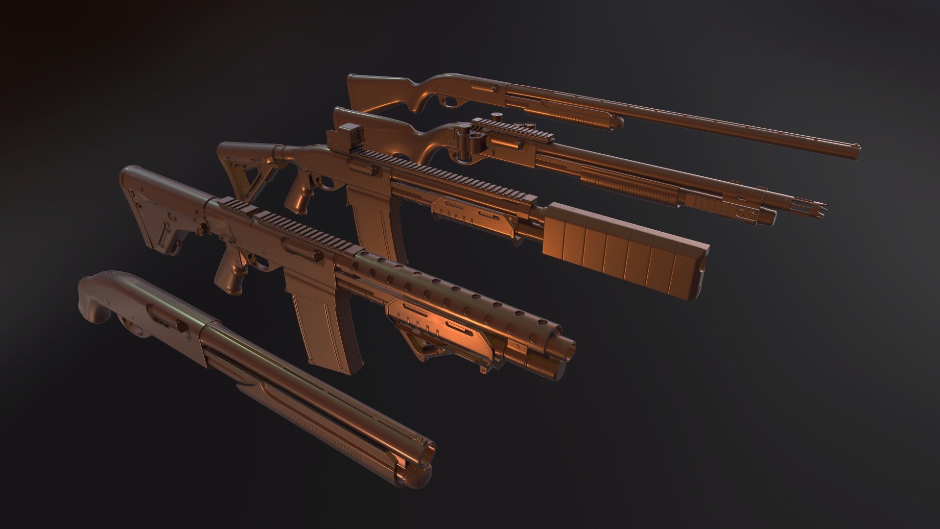 ArtStation - Remington 870 high poly variants