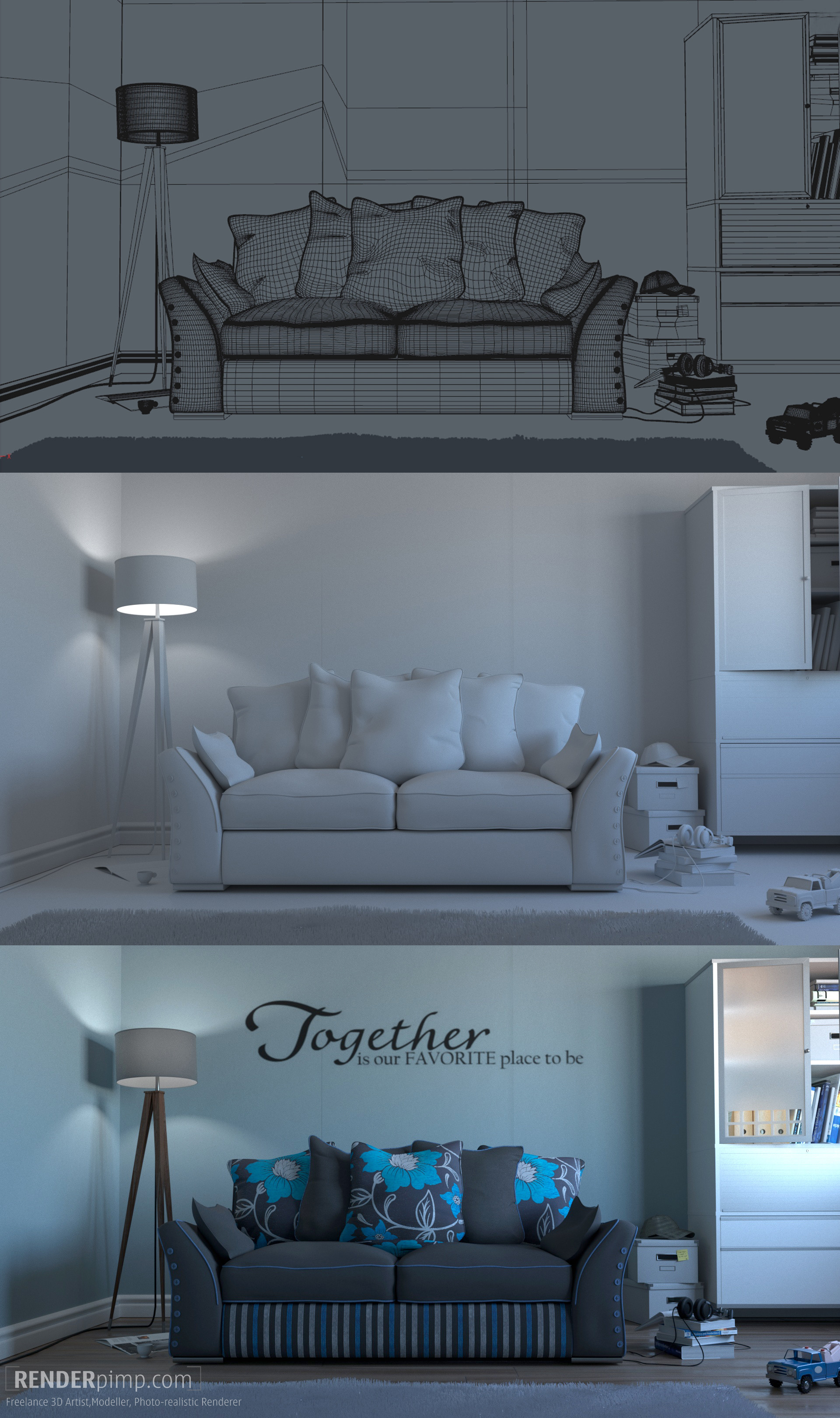 ArtStation - Interior scene - Sofa setting