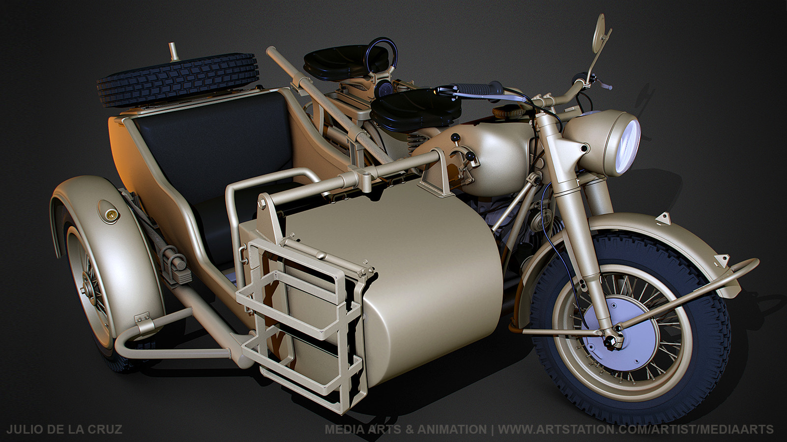 ArtStation - Julio De La Cruz | WWII Motorcycle and Cab