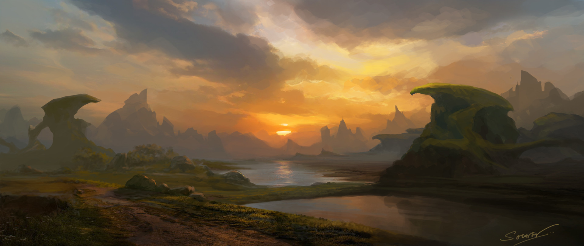 ArtStation - WIP_valley_mood sketch