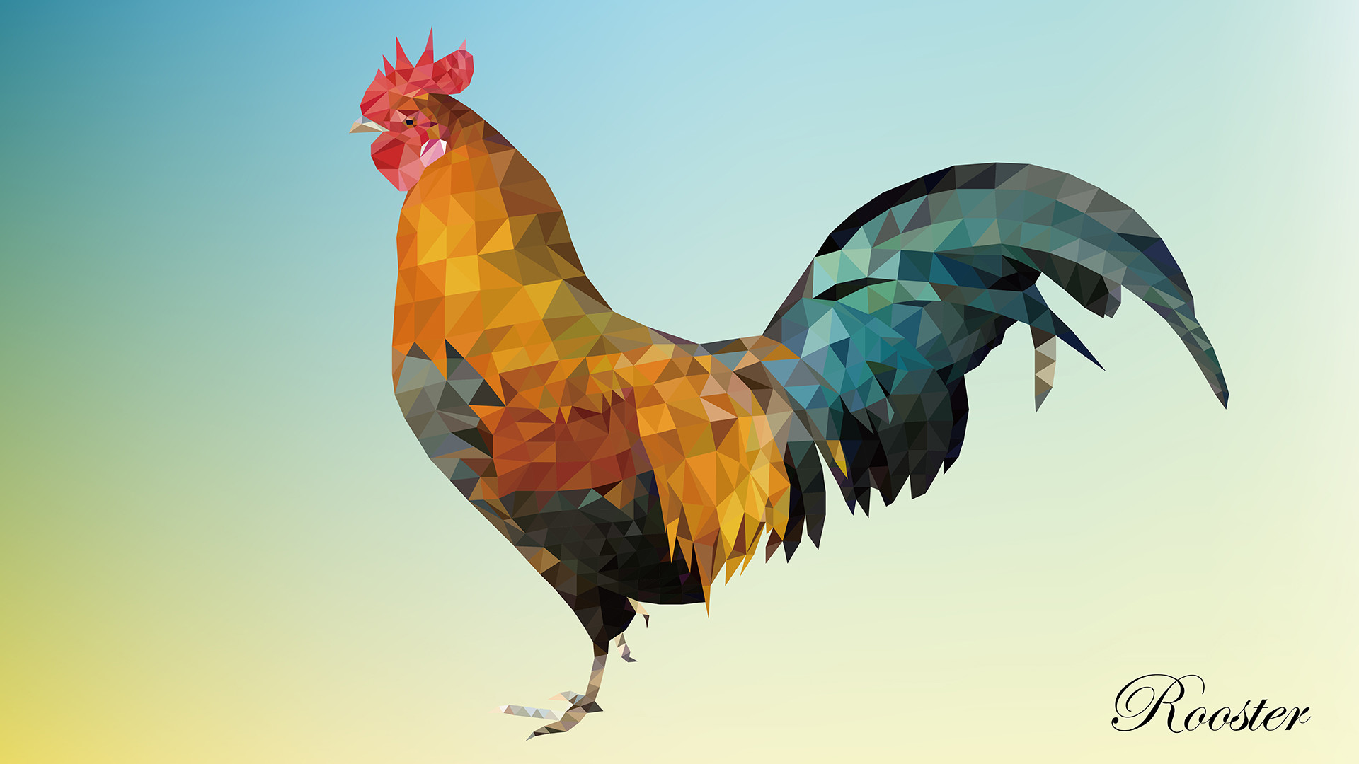 ArtStation - Rooster Low poly illustration