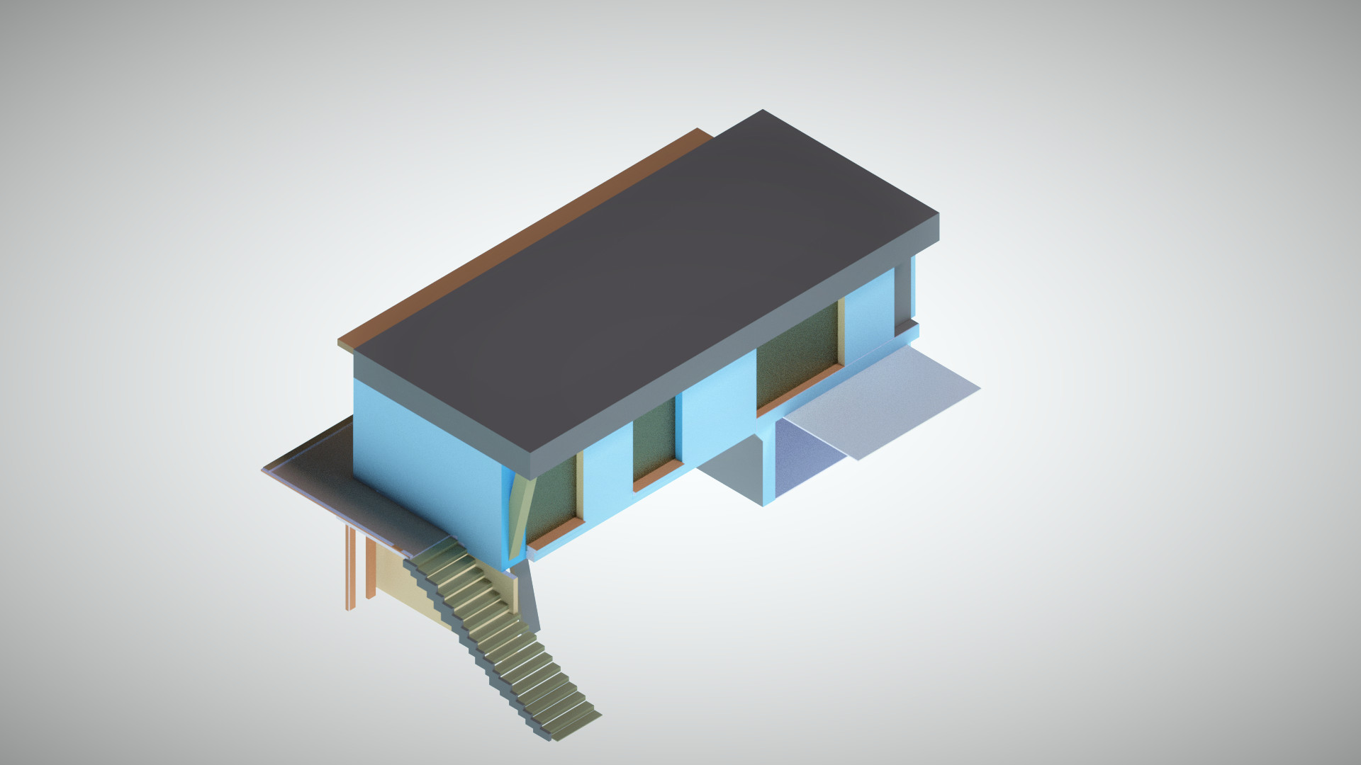 ArtStation - (low poly) isometric modern house #1