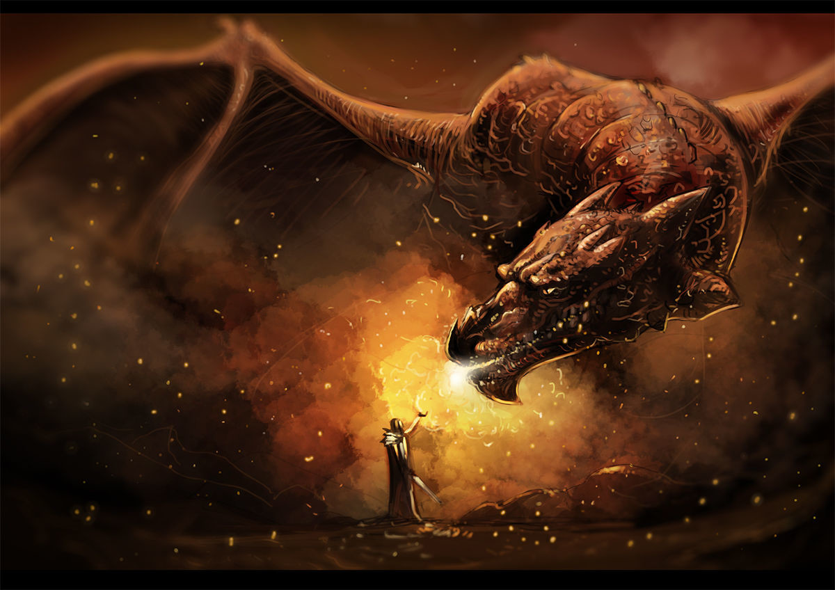 ArtStation - Dragon and warrior