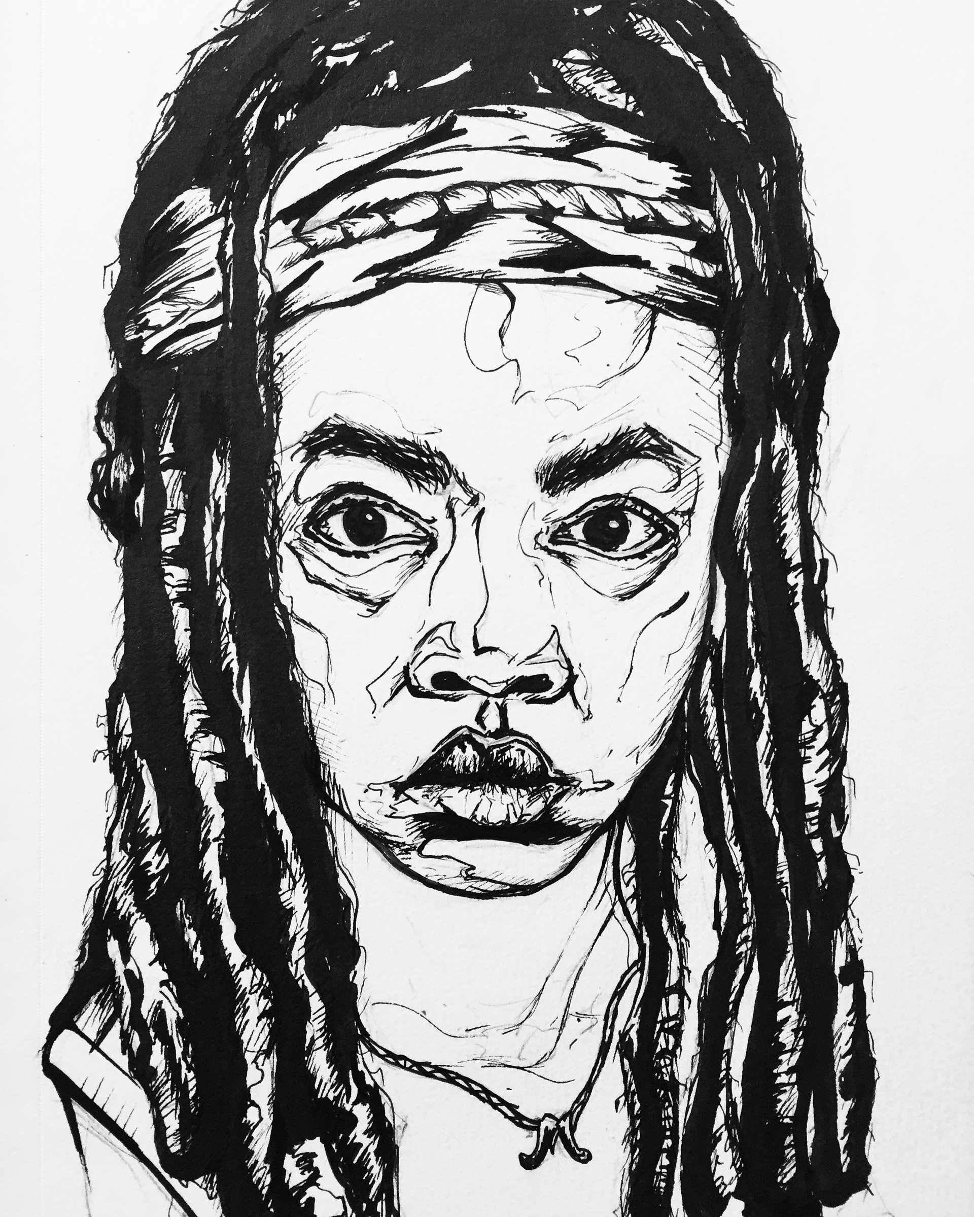 ArtStation - Ink Drawing of Michonne TWD
