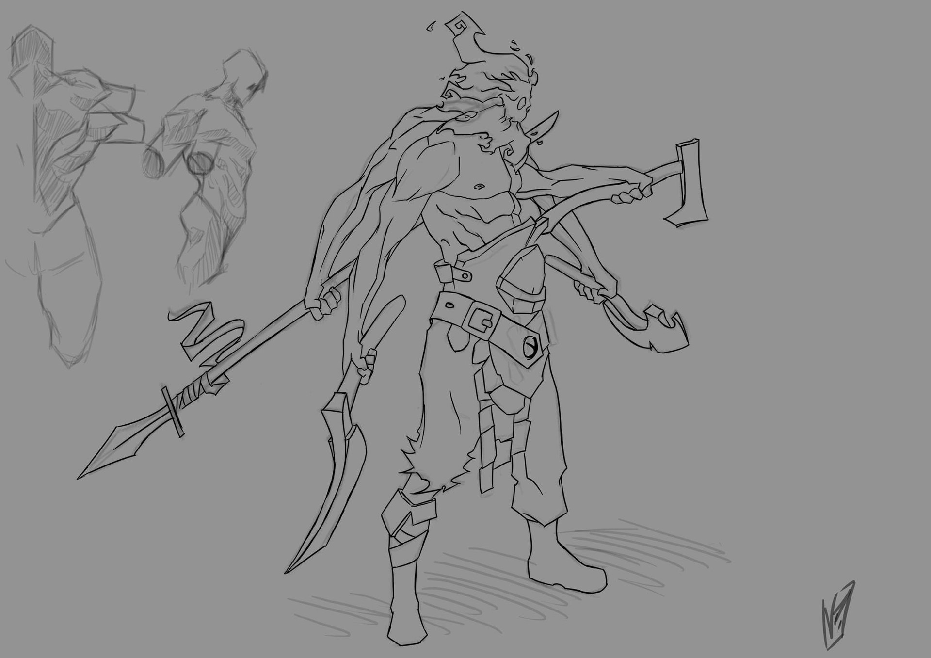 how to draw someone with four arms