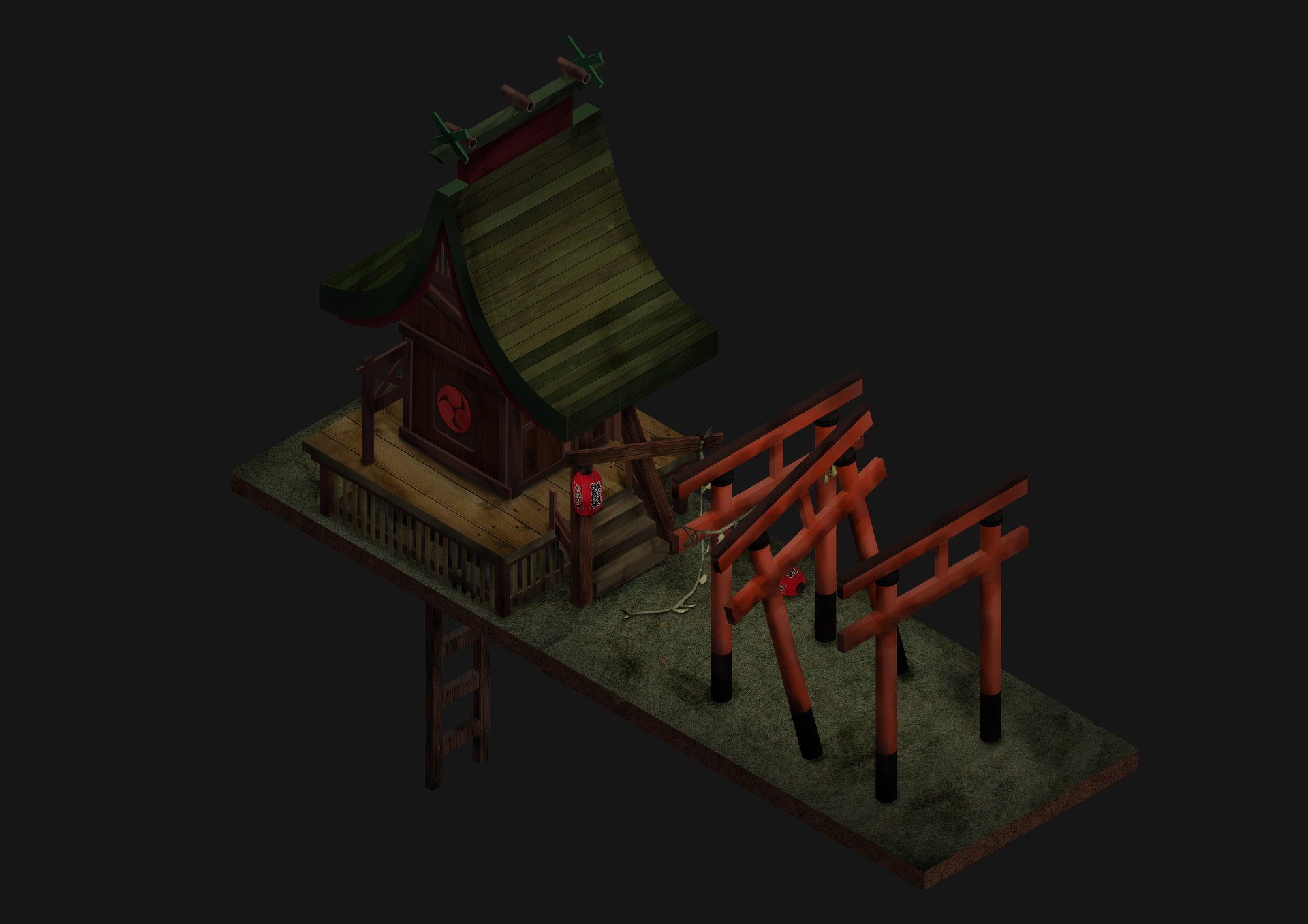 ArtStation - Shinto Shrine Isometric